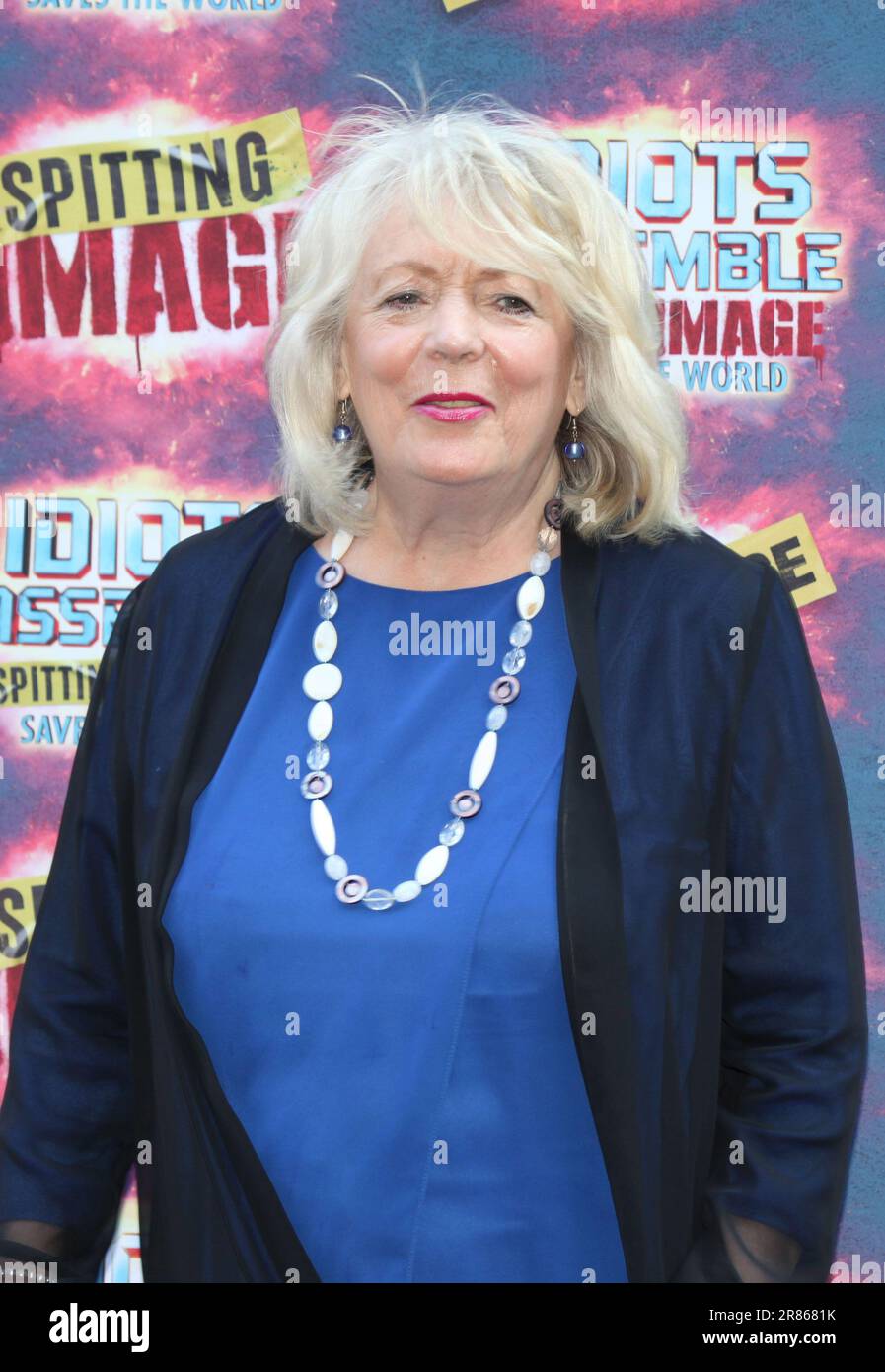 London, UK. Alison Steadman with puppets of Pope Francis, Kim ...