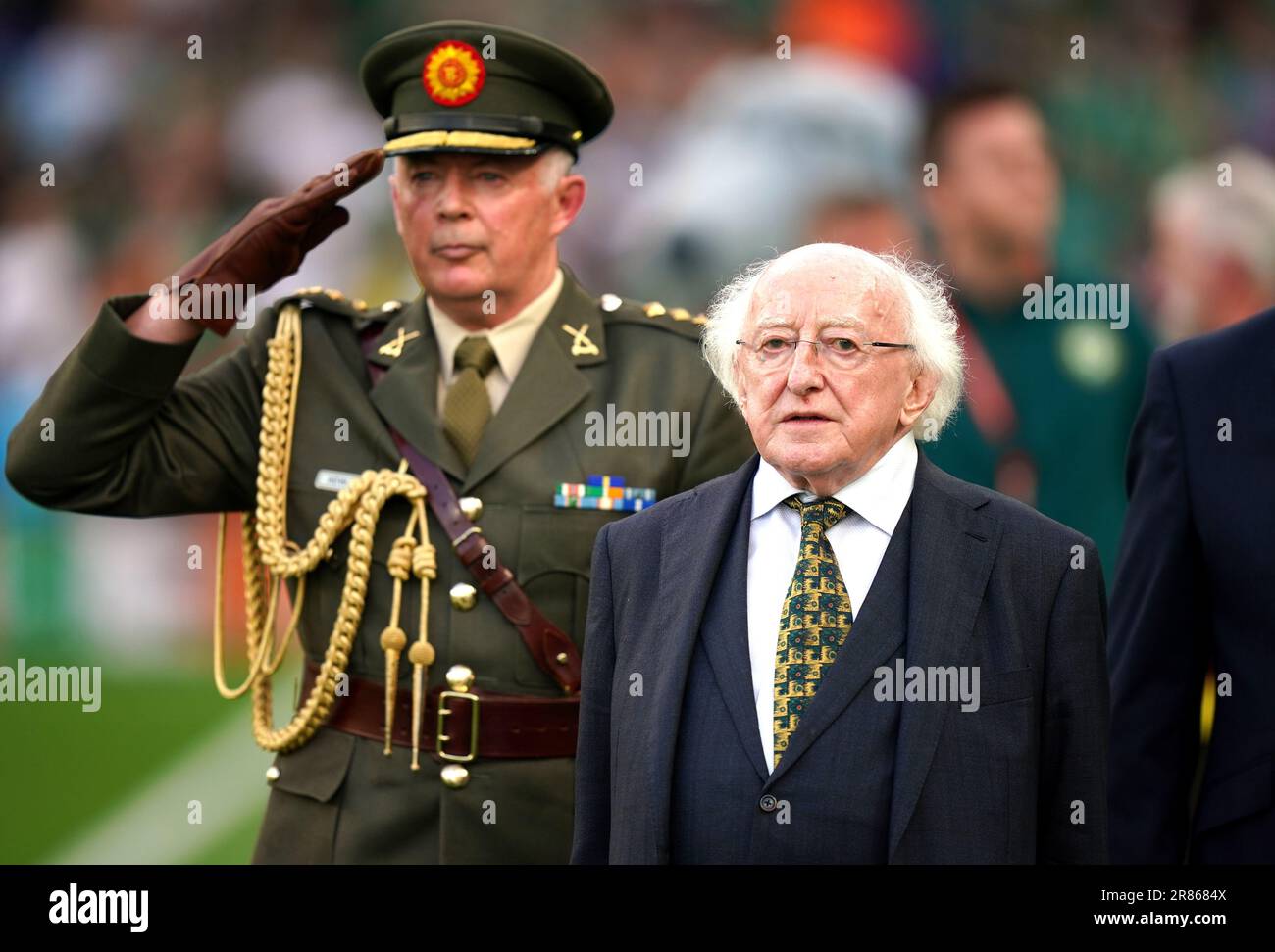 President of Ireland Michael D Higgins (right) before the UEFA Euro ...