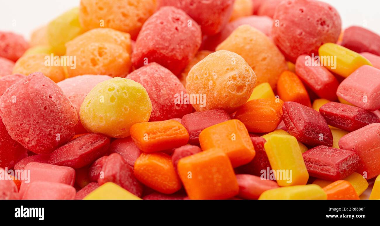 Freeze Dried Rainbow Flavored and Pastel Colored Chewy Candy Squares ...