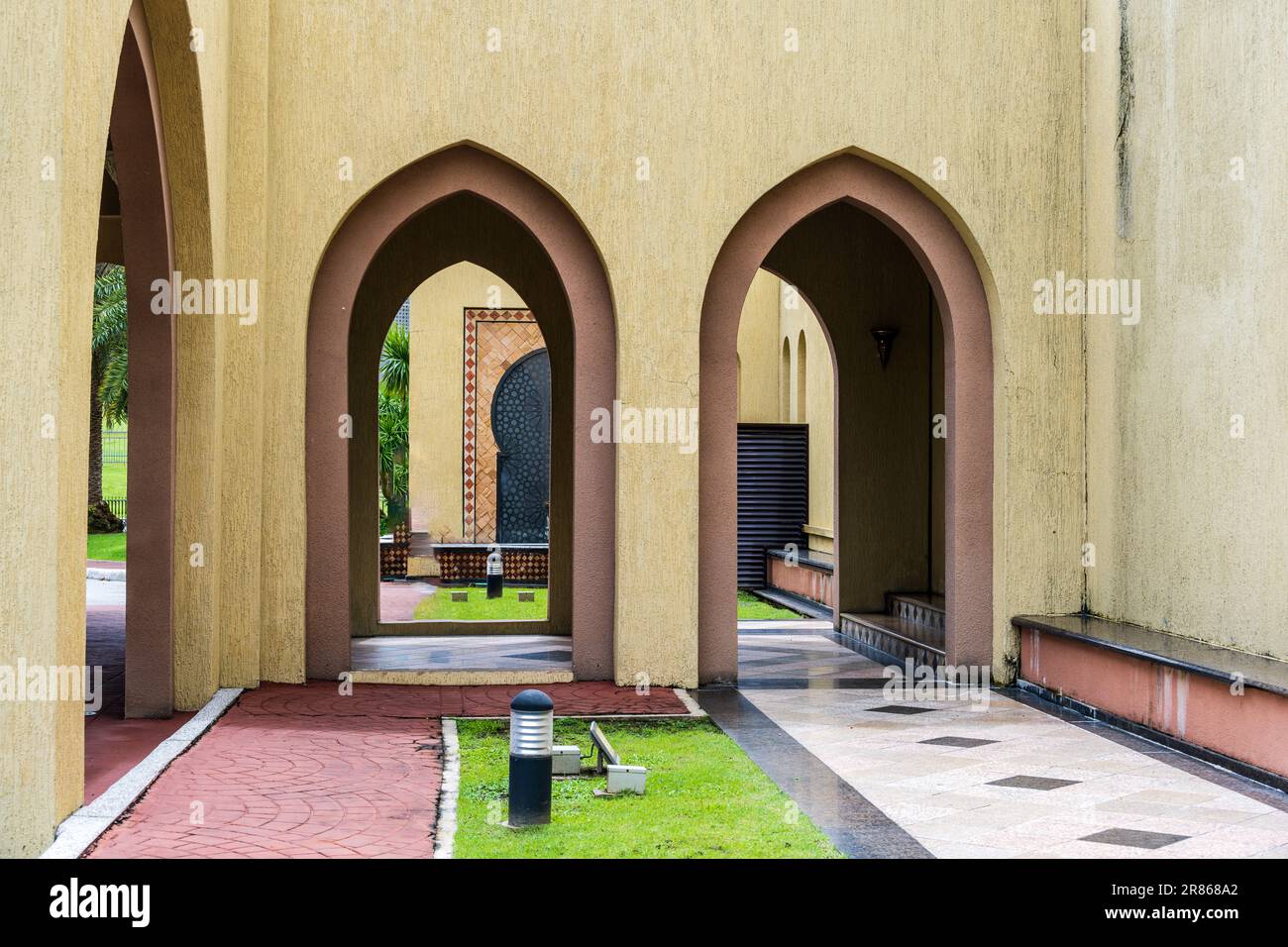 A photo of arches leading to an entrance to the Ash-Shaliheen Mosque ...