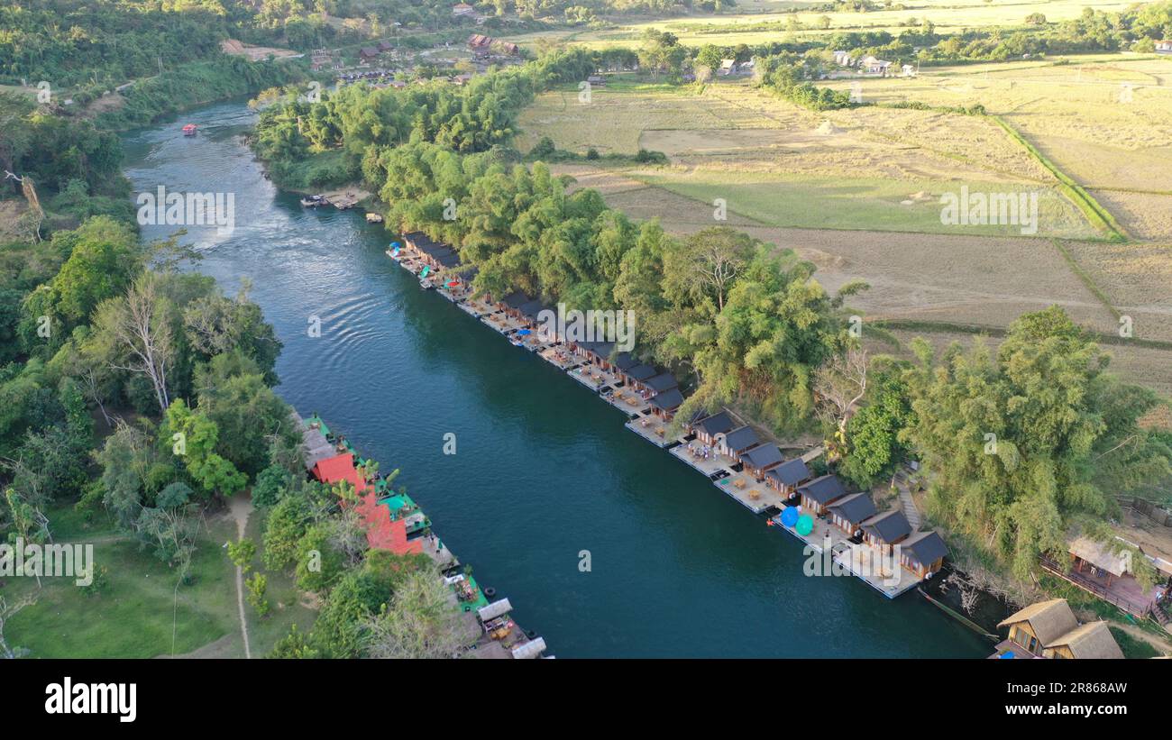 Aerial view of the beautiful river in Mueng Fueng Laos Stock Photo - Alamy