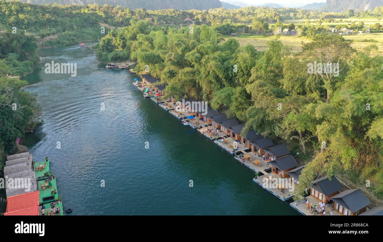 Aerial view of the beautiful river in Mueng Fueng Laos Stock Photo - Alamy