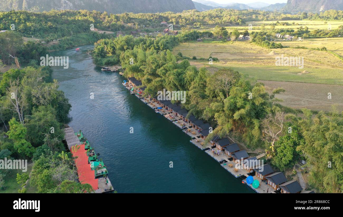 Aerial view of the beautiful river in Mueng Fueng Laos Stock Photo - Alamy