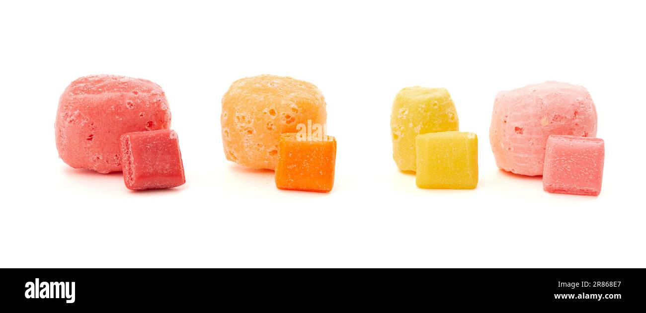 Row of Freeze Dried Rainbow Flavored and Pastel Colored Chewy Candy ...