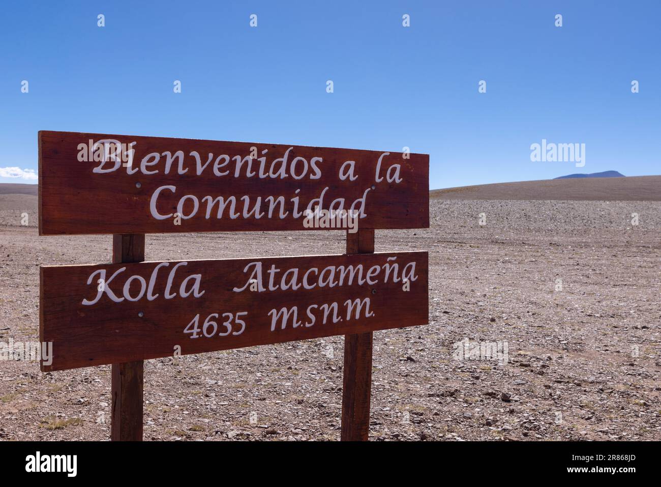 Sign at the highest point while crossing the Andes from Antofagasta de ...