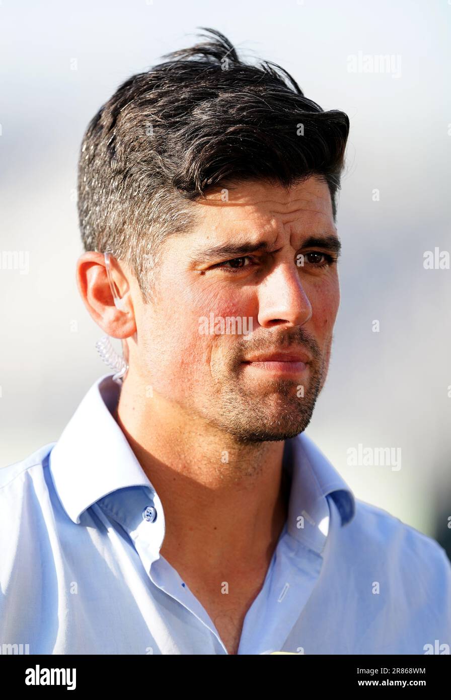 Sir Alastair Cook CBE is interviewed during day four of the first Ashes ...