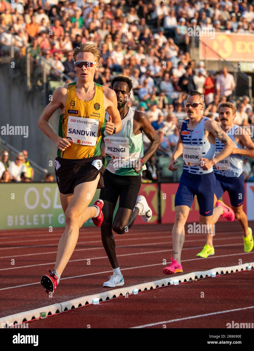 Fredrik Sandvik of Norway competing in the men’s 5000m at the Oslo ...