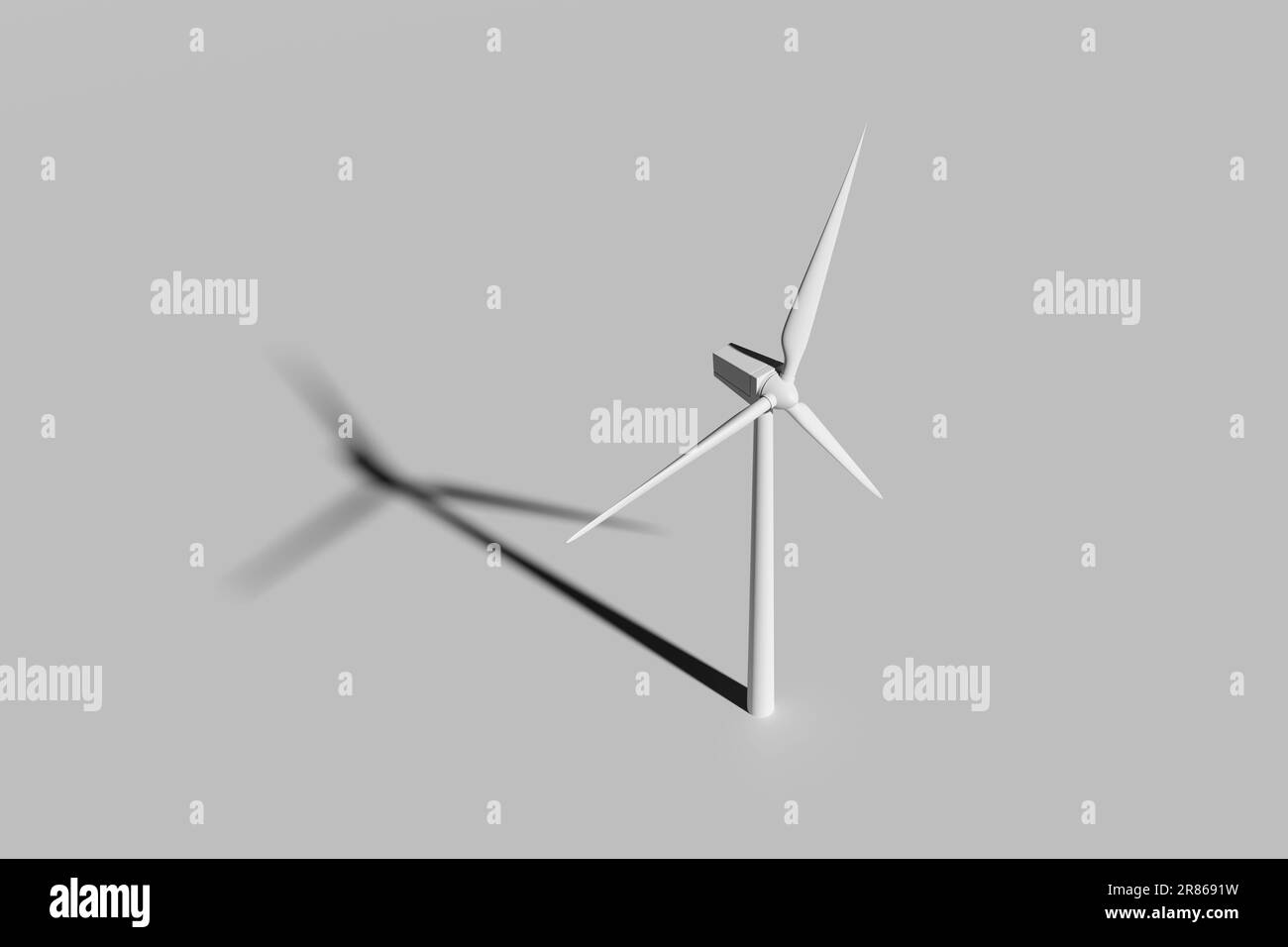 White wind turbine on white background. Illustration of the concept of ...