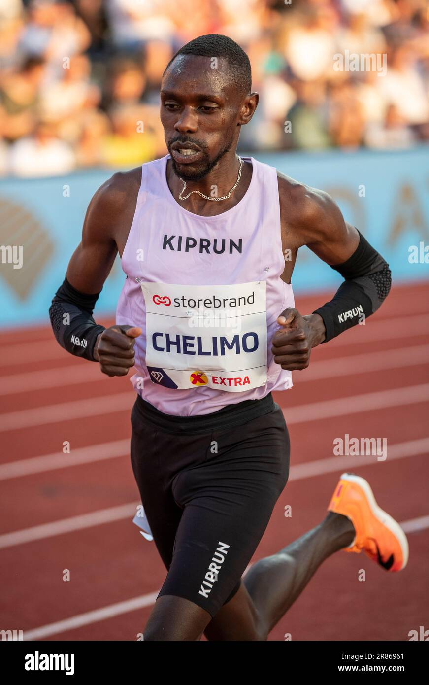 Paul Chelimo of the USA competing in the men’s 5000m at the Oslo ...