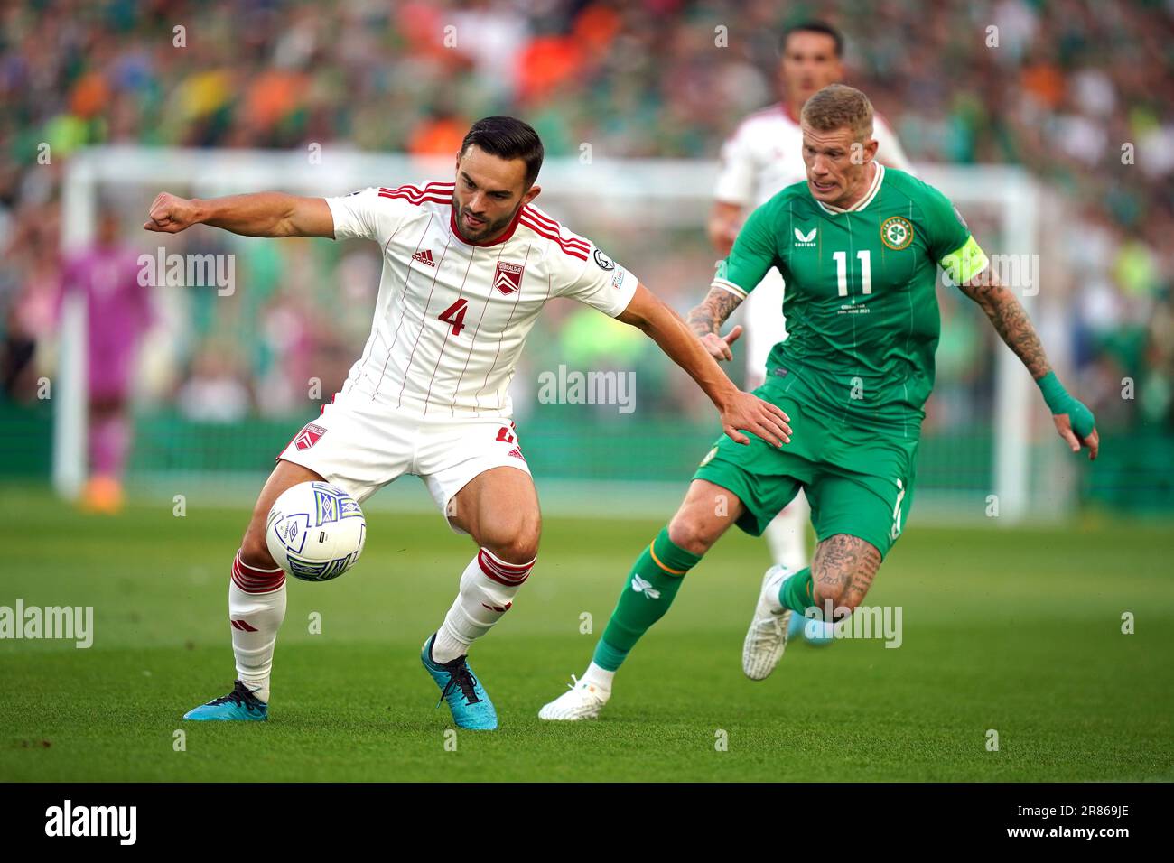 Republic of Ireland's James McClean (right) and Gibraltar's Jack ...