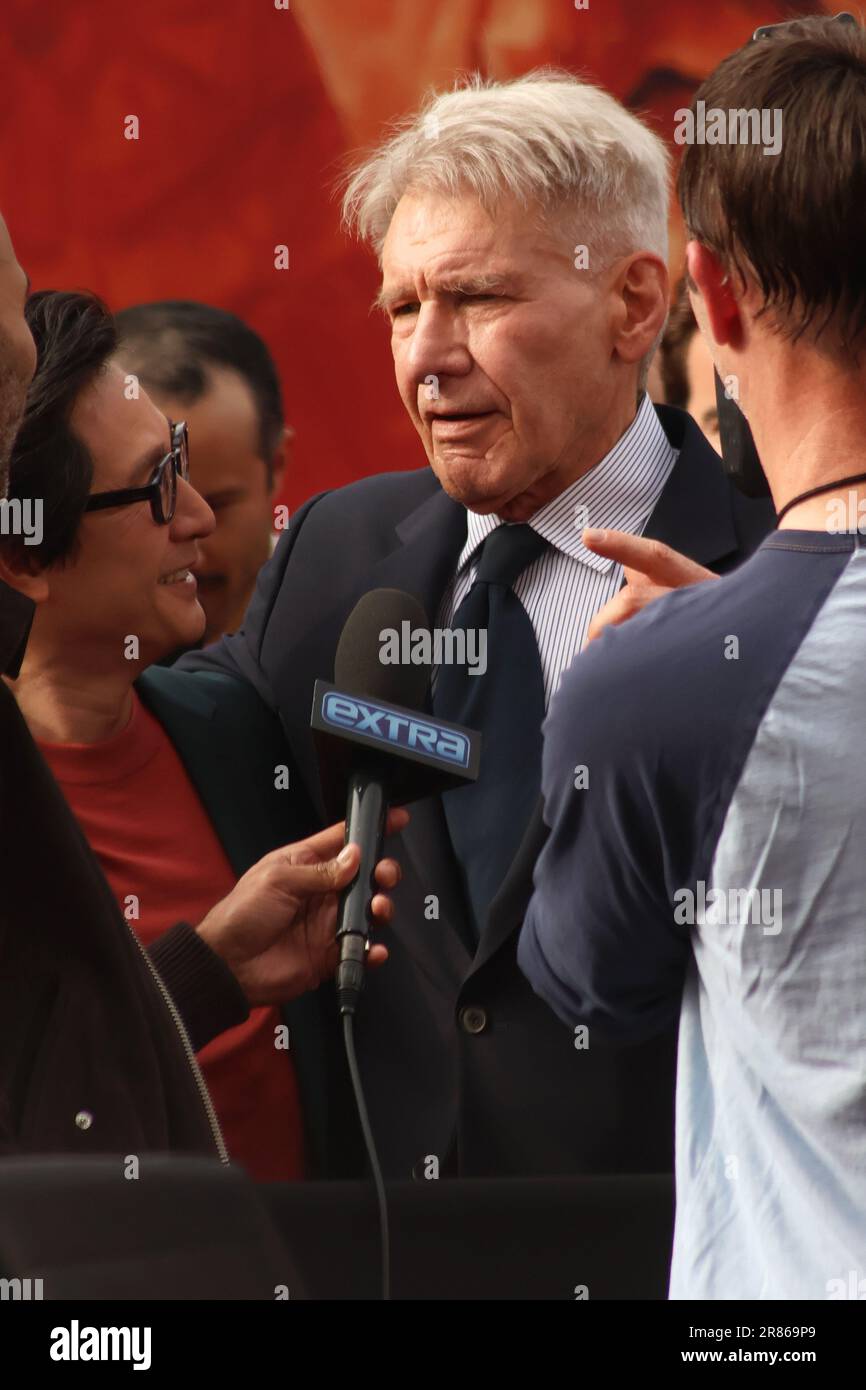 An American actor Harrison Ford in professional suit giving interview ...