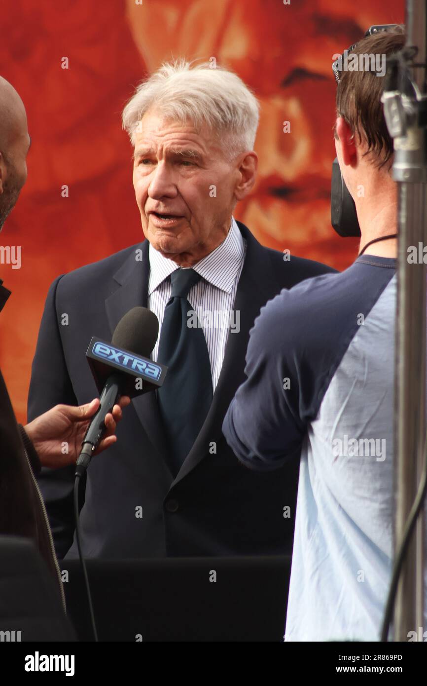 An American actor Harrison Ford in professional suit giving interview ...