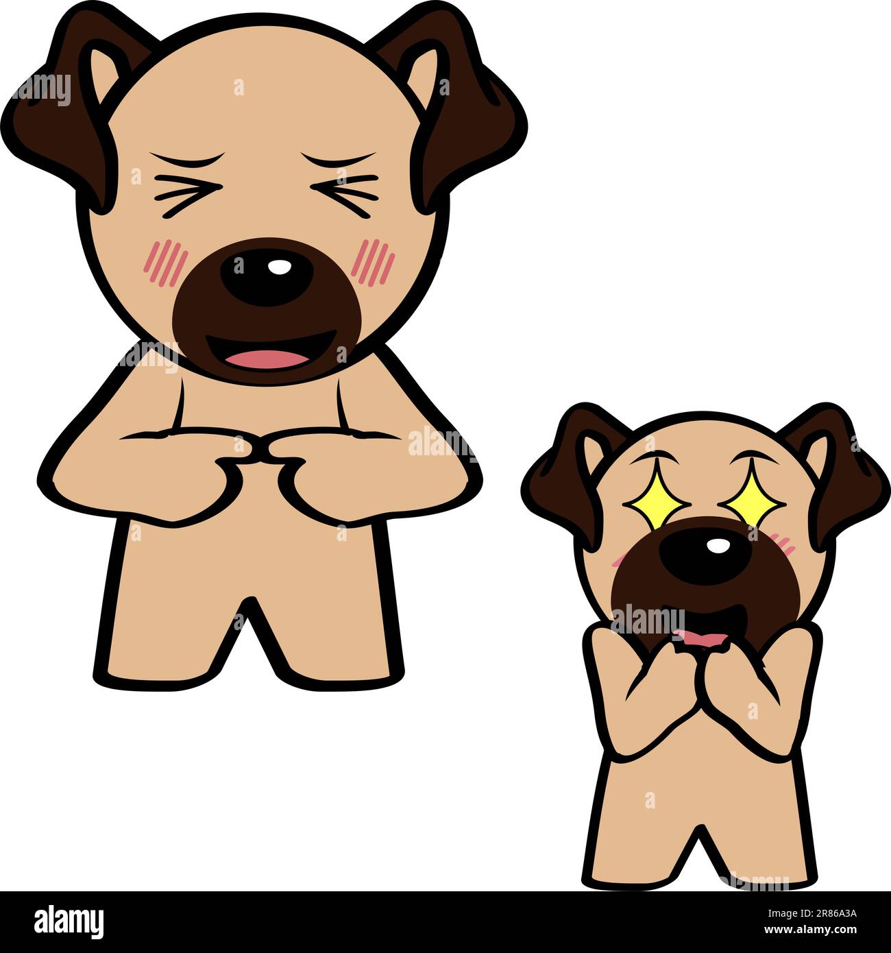 ashamed pug dog character cartoon standing expressions pack collection ...