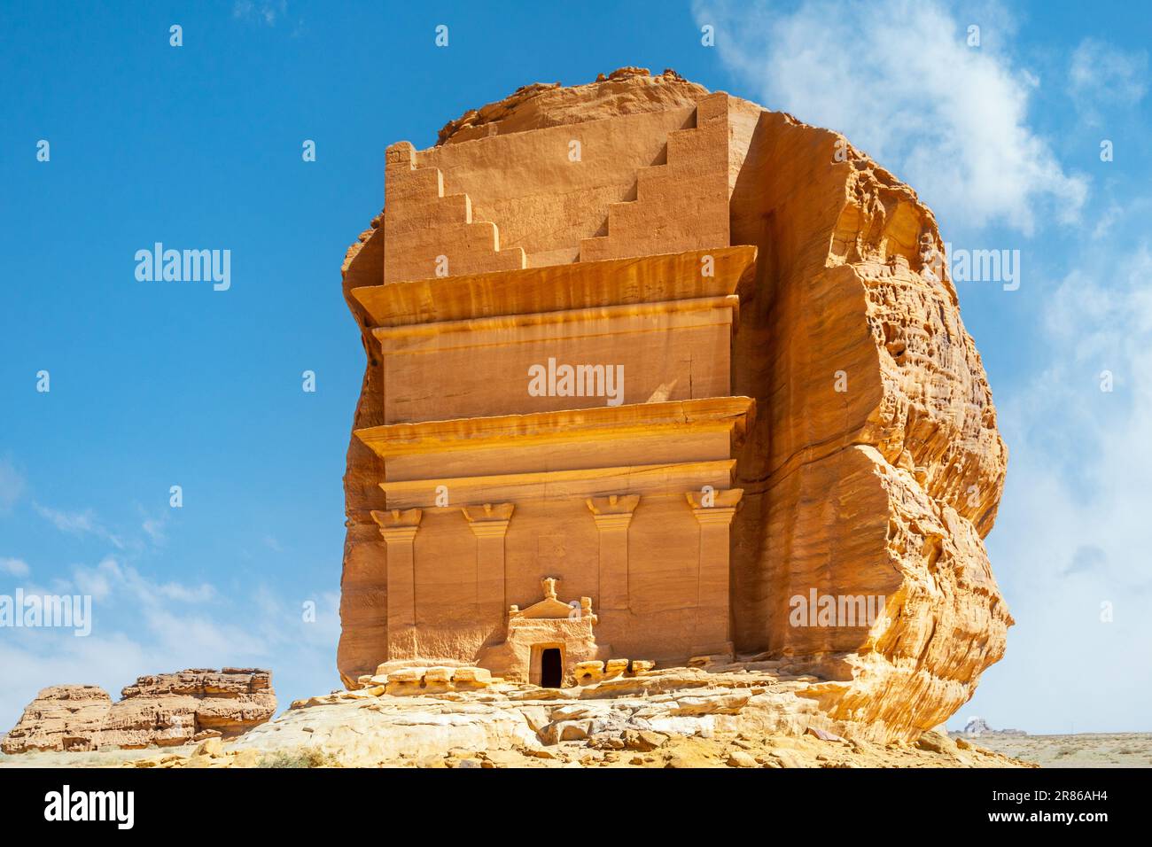 Entrance to the ancient nabataean Tomb of Lihyan, son of Kuza carved in ...