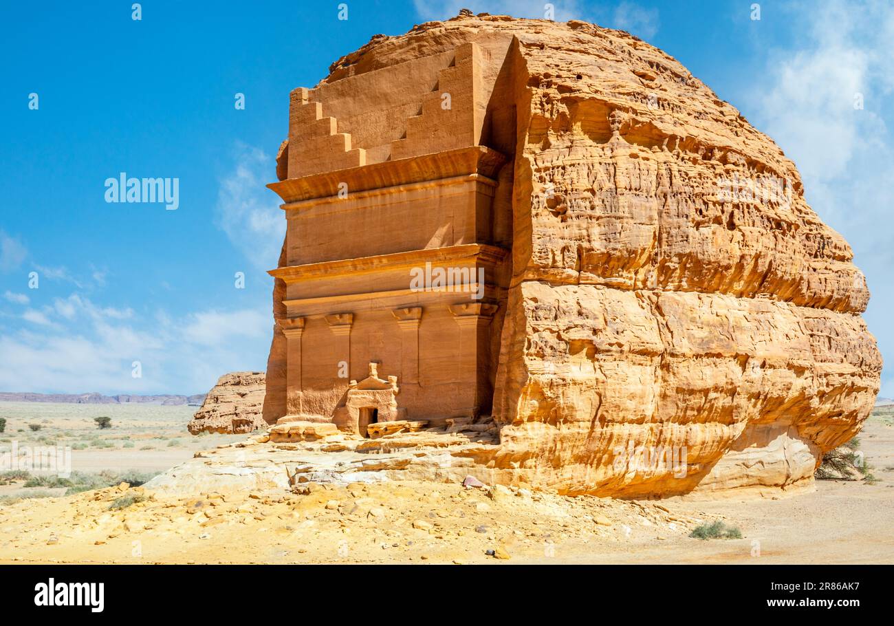 Entrance to the ancient nabataean civilization Tomb of Lihyan, son of ...