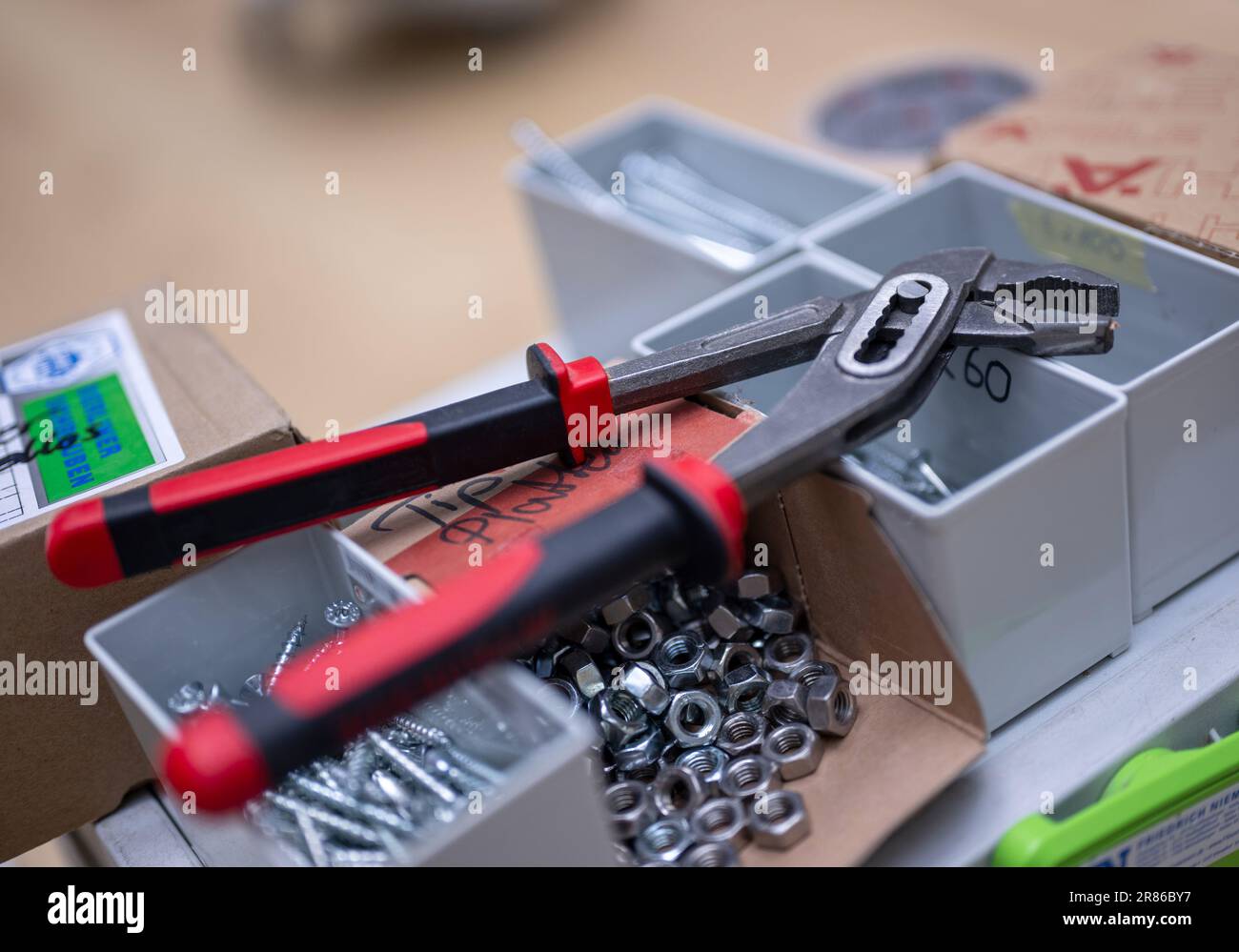 Berlin, Germany. 19th June, 2023. A pair of water pump pliers lies next ...