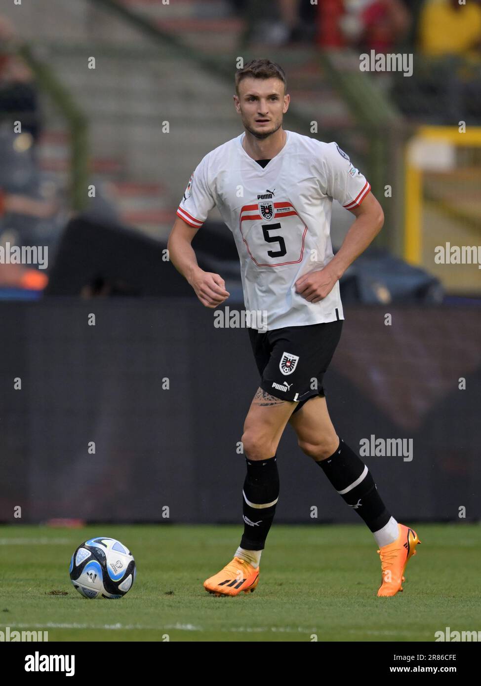 BRUSSELS - Stefan Posch of Austria during the UEFA EURO 2024 qualifying ...