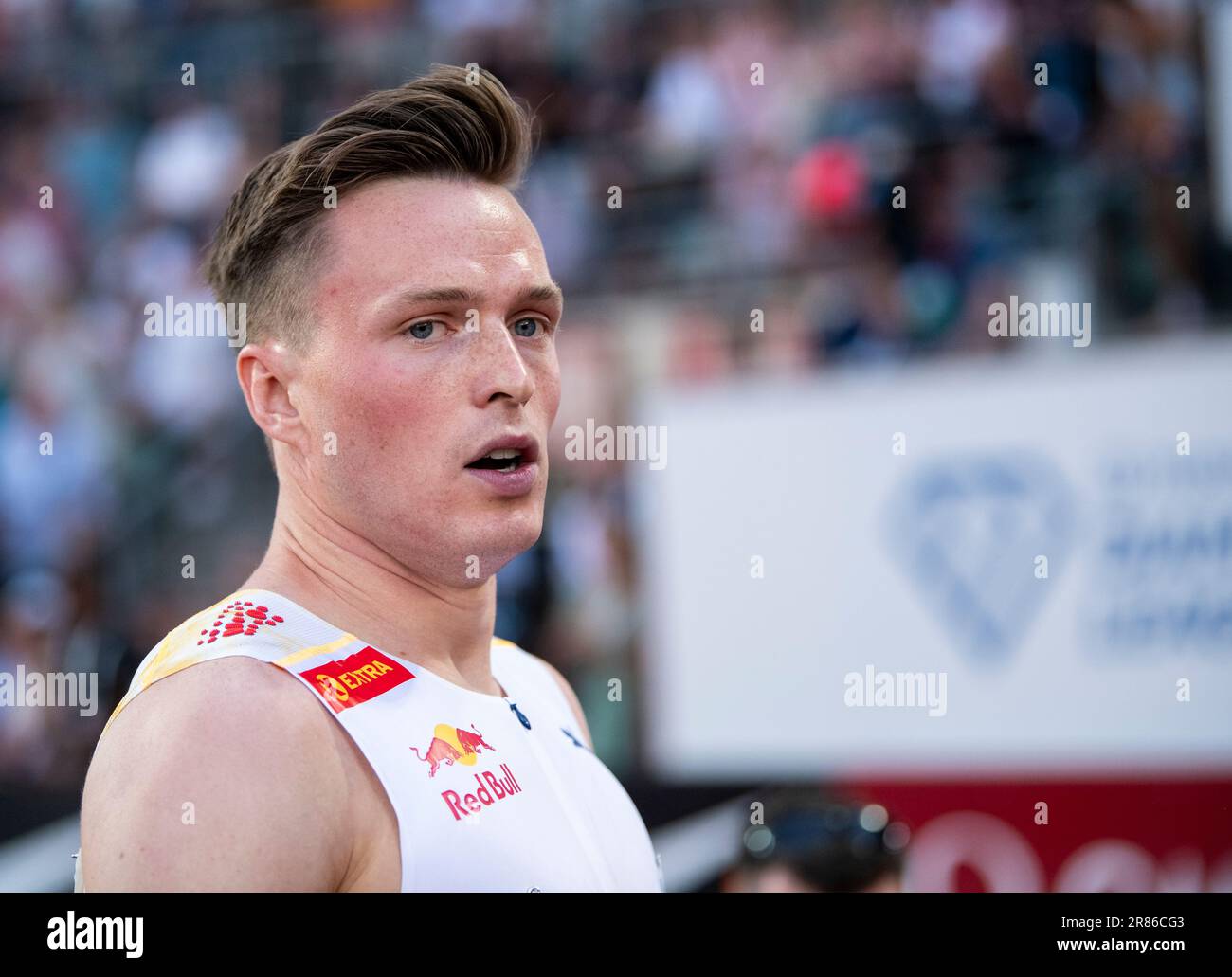 Karsten Warholm of Norway competing in the men’s 400m hurdles at the ...