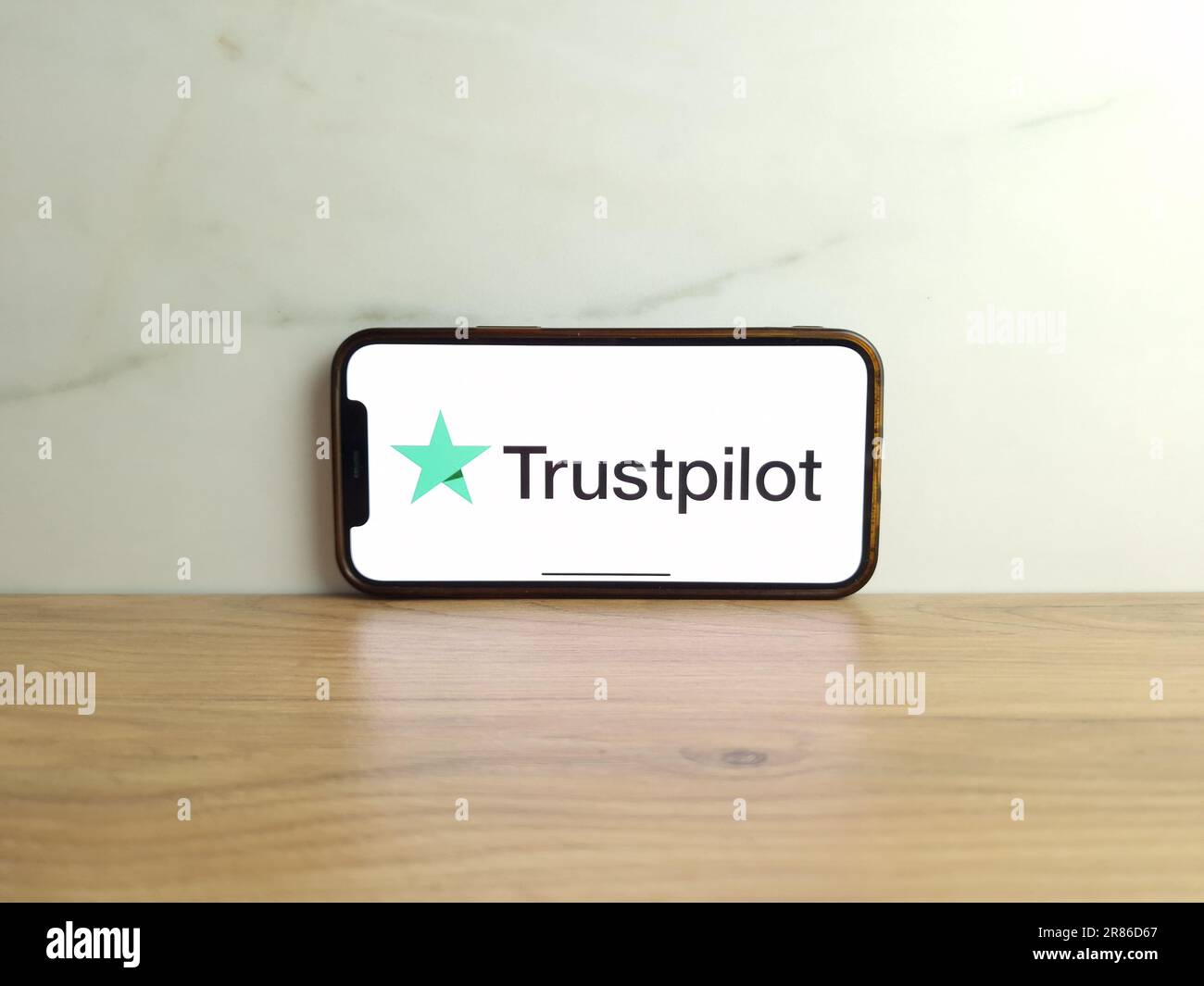 Konskie, Poland - June 17, 2023: Trustpilot reviews website logo ...
