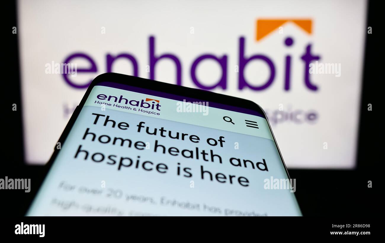Mobile phone with website of Enhabit Home Health and Hospice ...