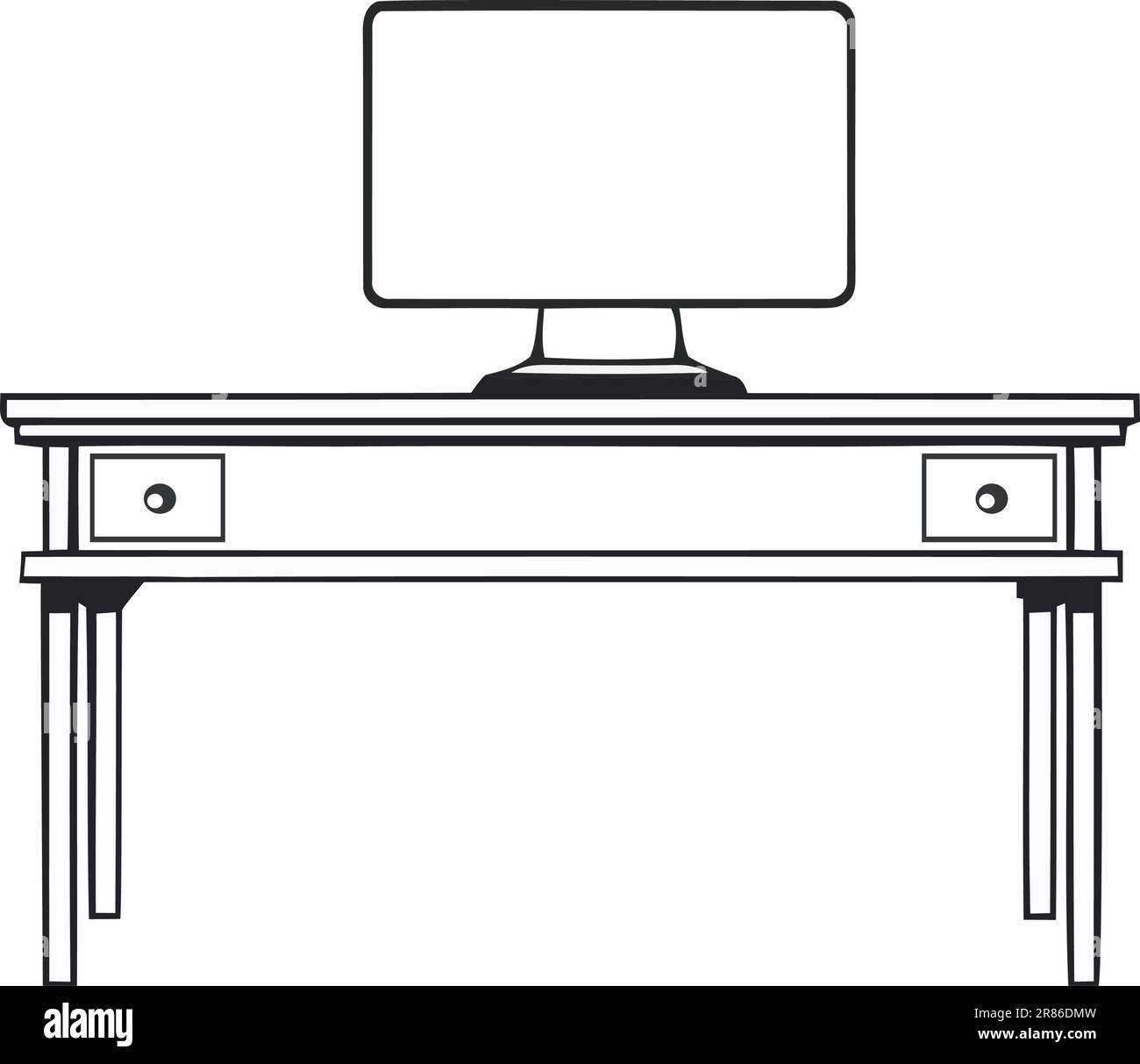 Modern office computer monitor on desk Stock Vector Image & Art - Alamy