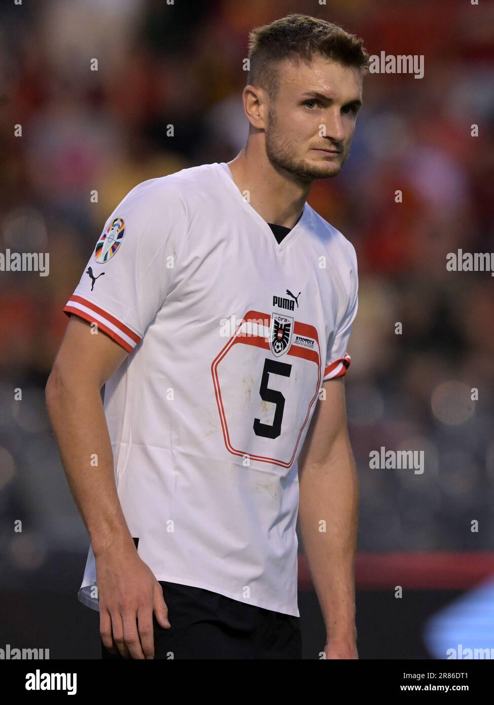 BRUSSELS - Stefan Posch of Austria during the UEFA EURO 2024 qualifying ...