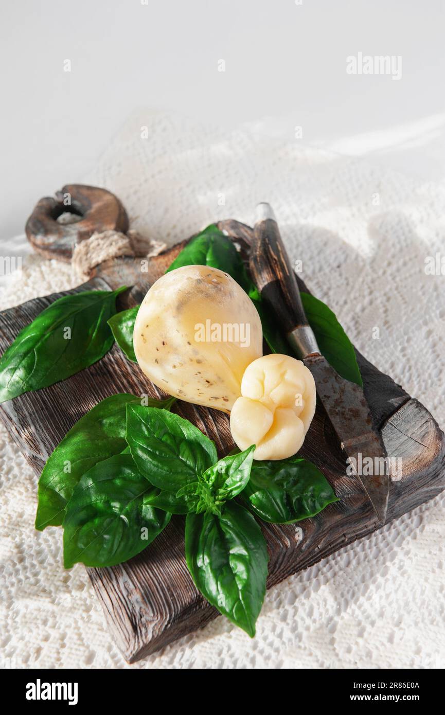 scamorza, Pasta Filata, Italian cheeses collection, smoked scamorza ...