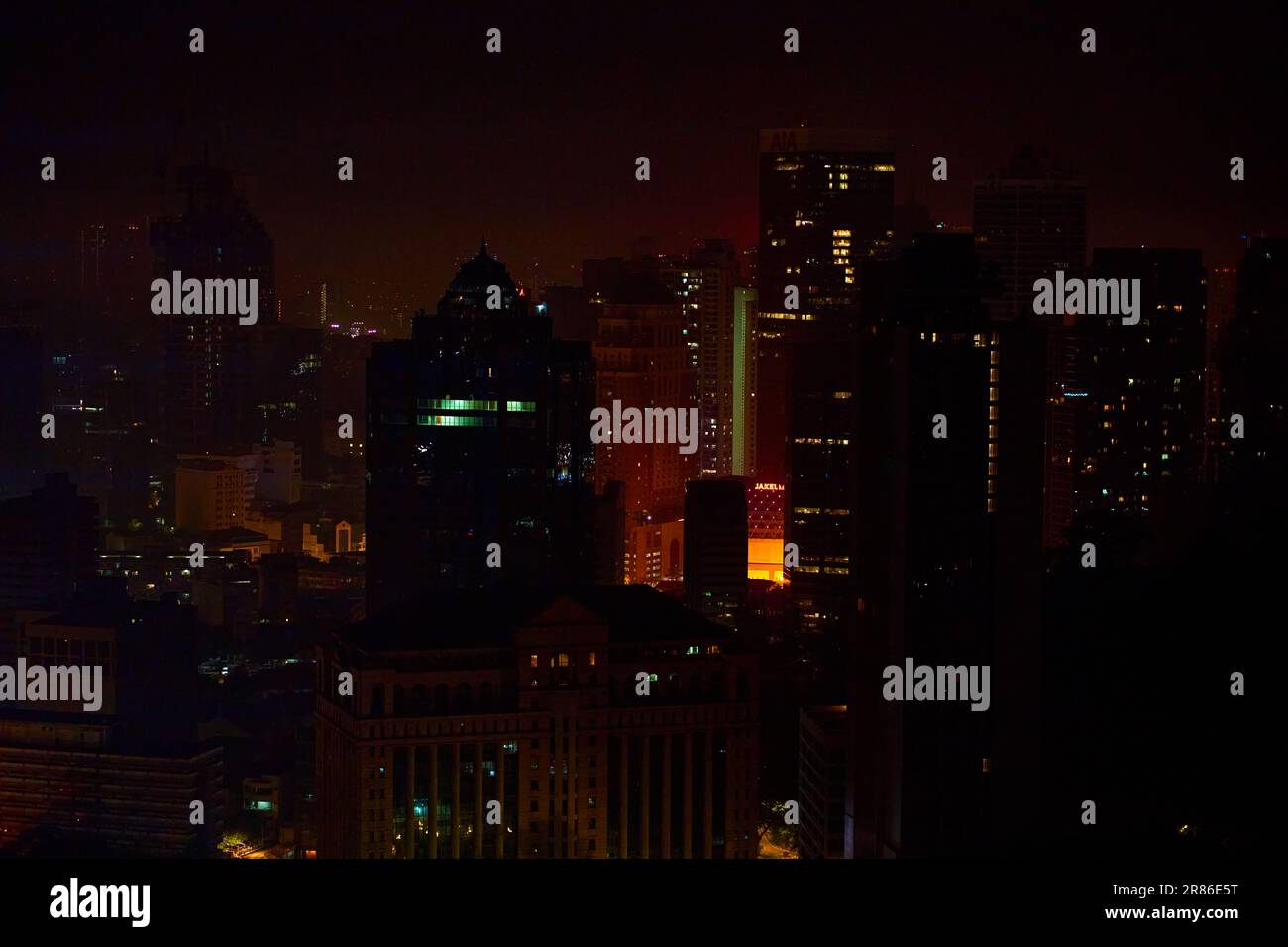 A nighttime cityscape. Night time illumination of a big city panorama ...