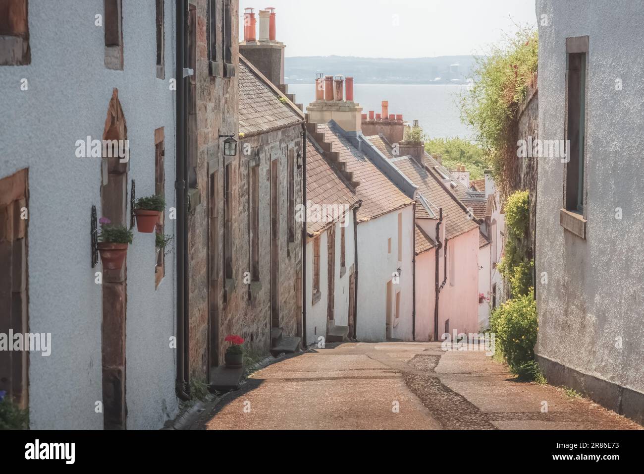 Charming and quaint old town lane and colourful harling cottages in the ...