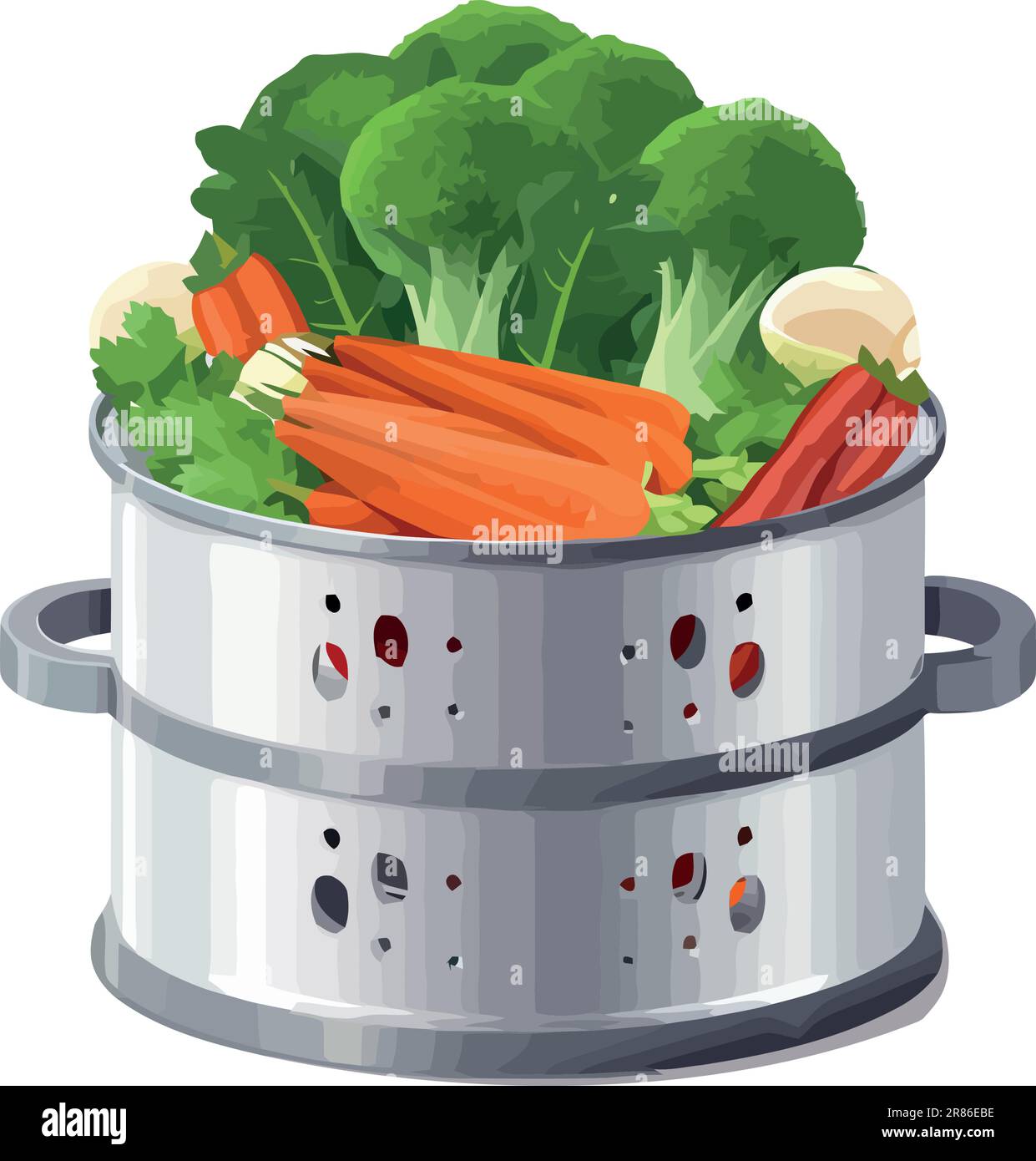 Fresh vegetables steam in healthy cooking pan Stock Vector Image & Art ...