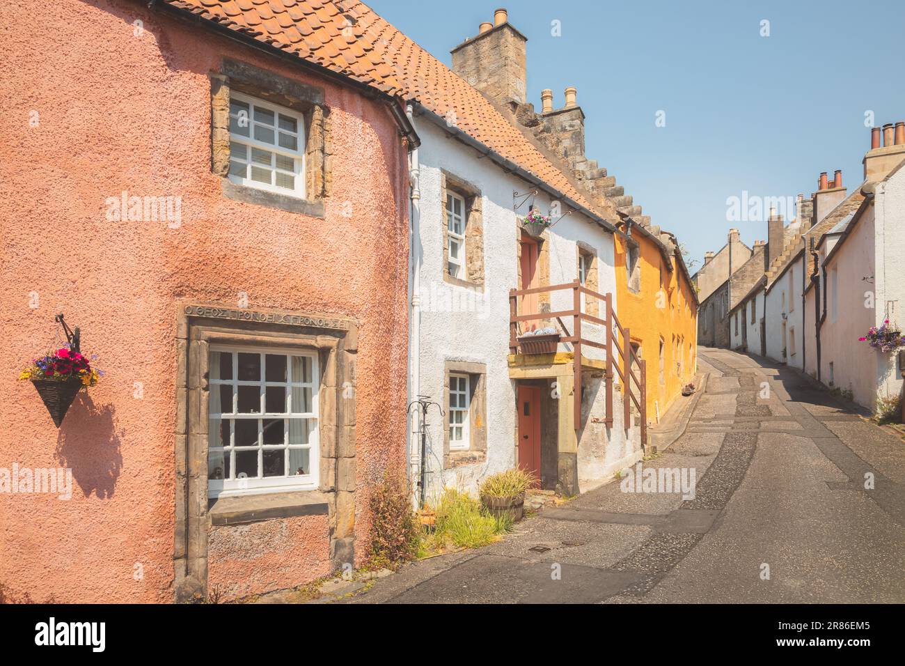 Charming and quaint old town lane and colourful harling cottages in the ...