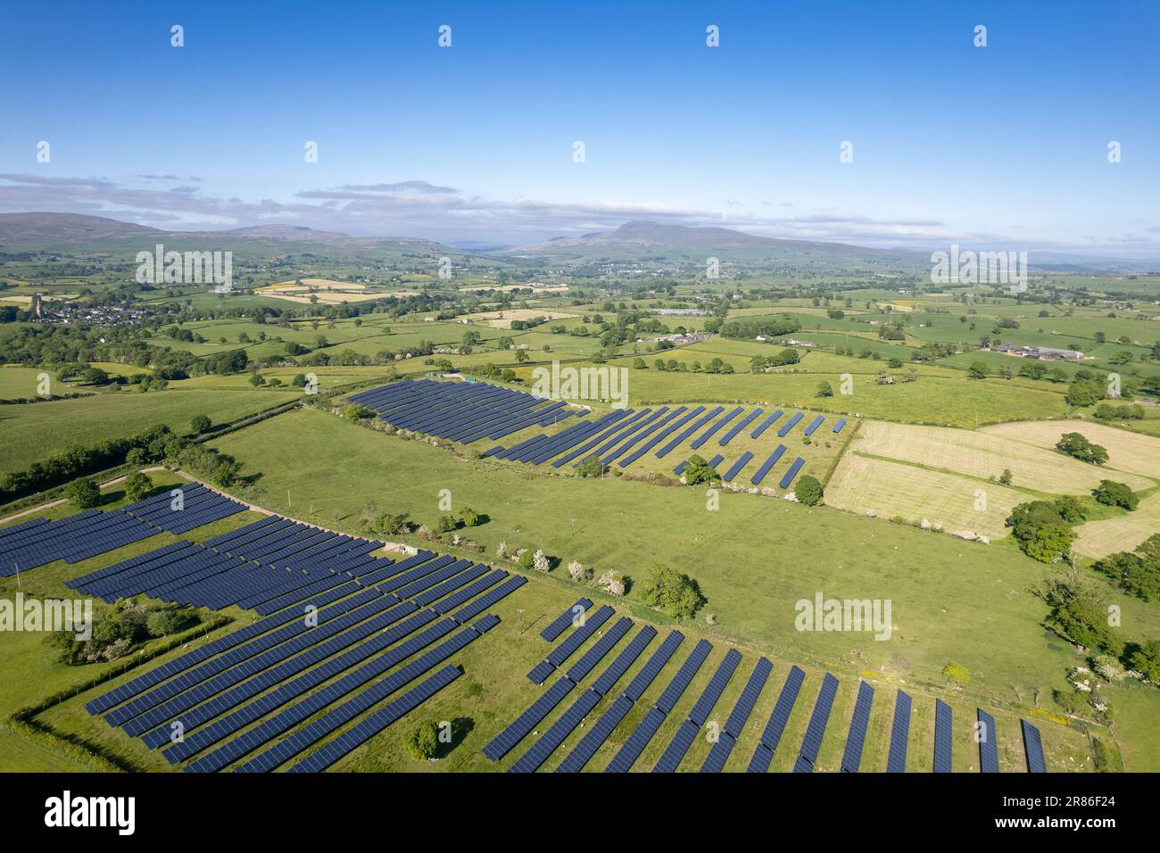 Solar farm on farmland in countryside on the edge of the Yorkshire ...