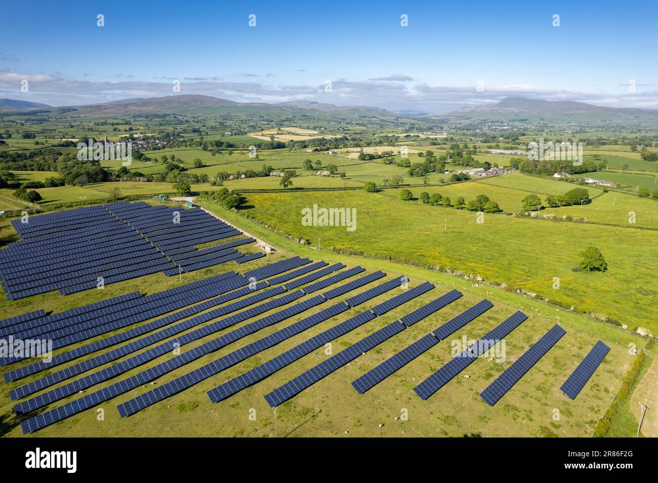Solar farm on farmland in countryside on the edge of the Yorkshire ...