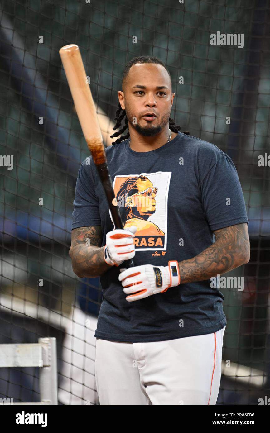 Houston Astros catcher Martin Maldonado (15) takes batting practice ...