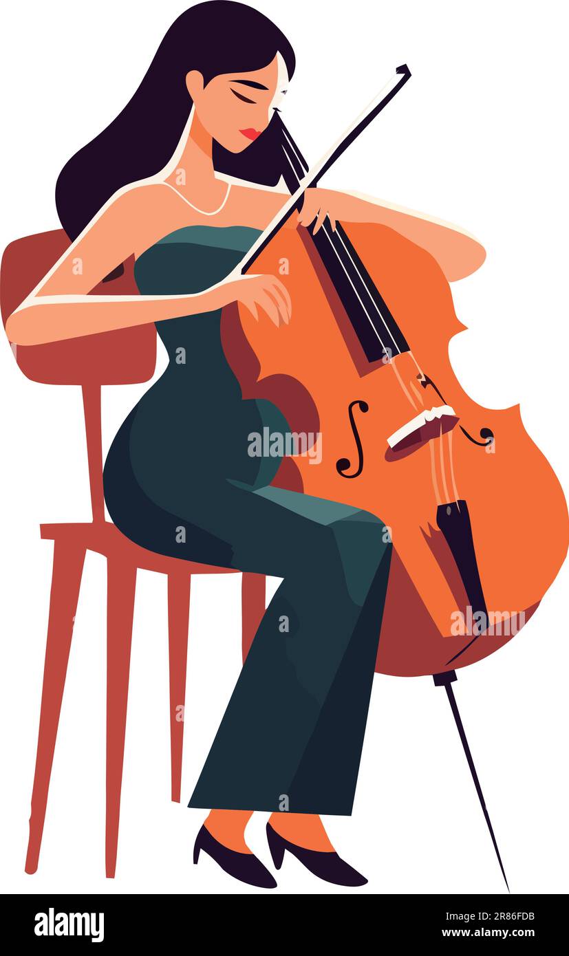 Woman Playing Cello Clip Art