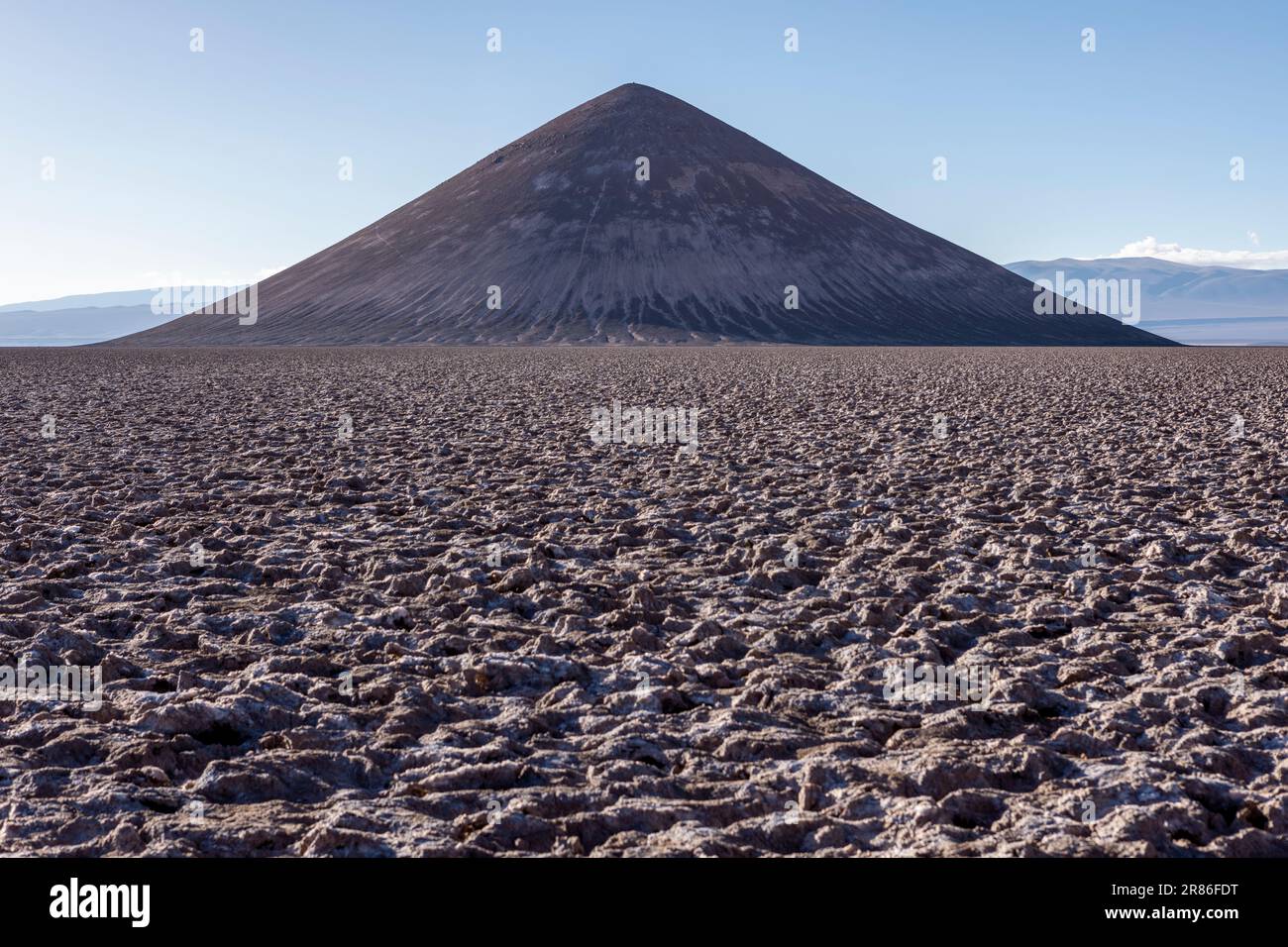 Perfectly shaped Cono de Arita in the Salar de Arizaro in the morning ...