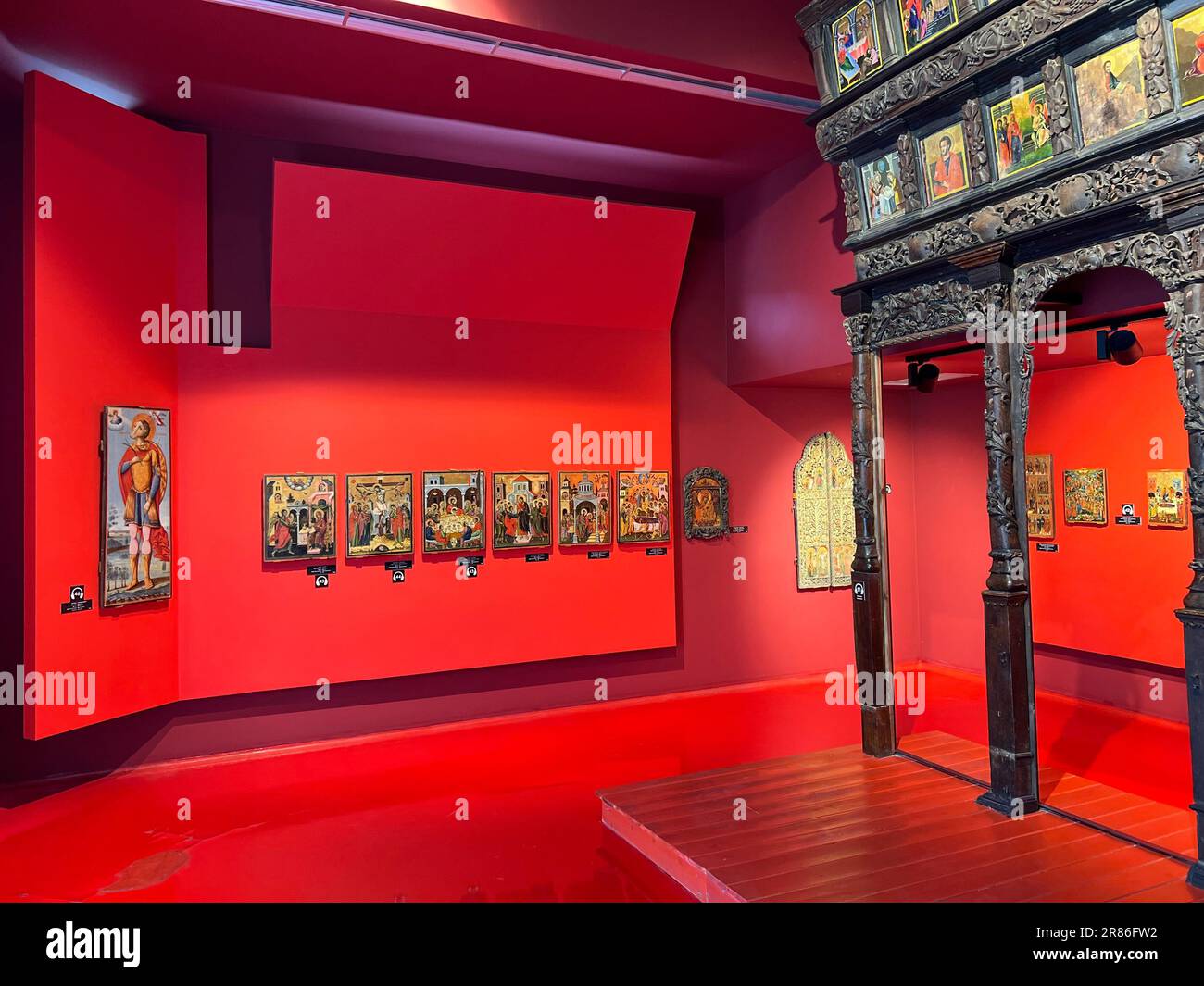 Exhibits of National Art Museum, of Medieval Art , Gothic style hall ...
