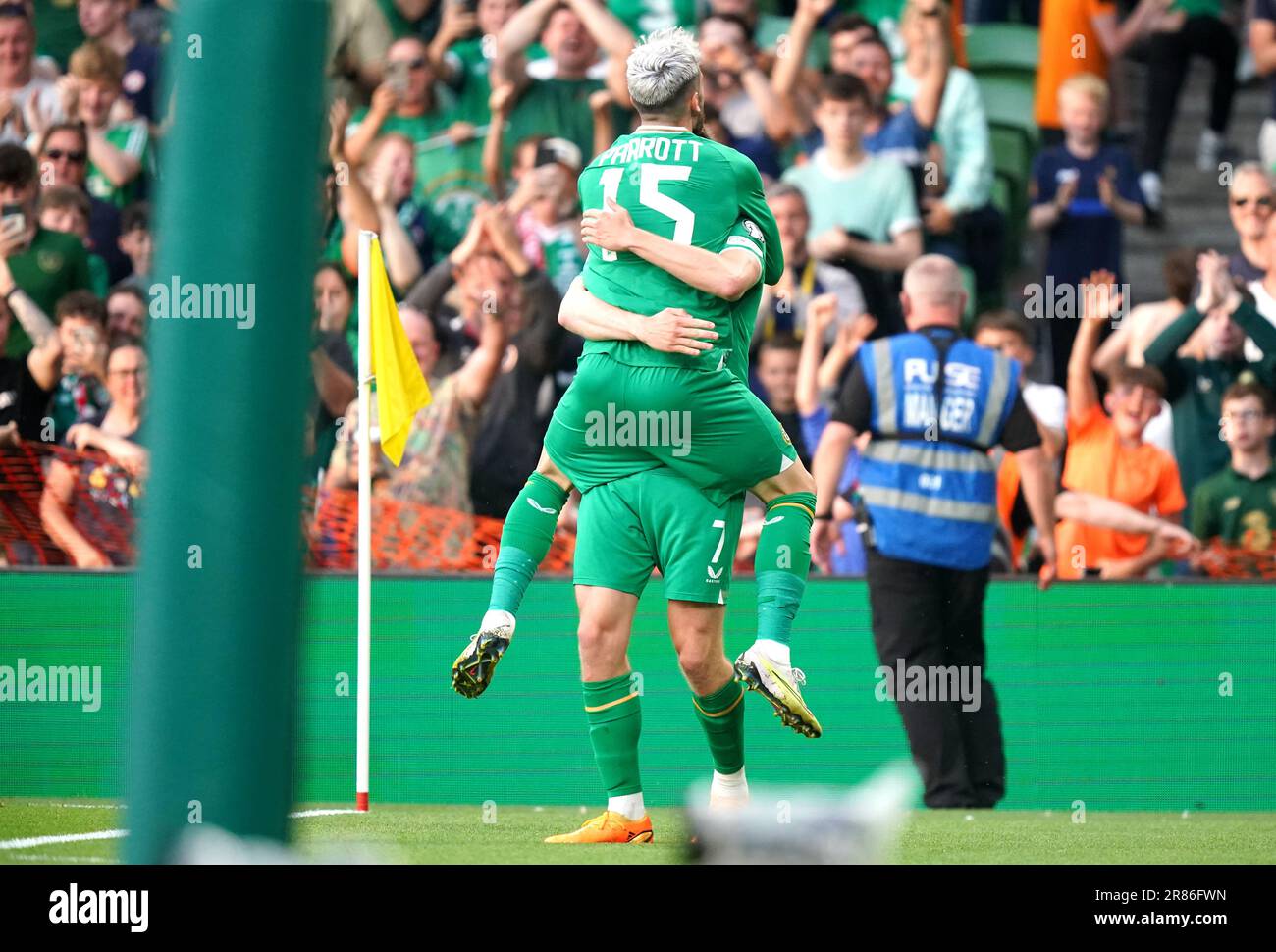 Republic of Ireland's Evan Ferguson (right) celebrates scoring their ...