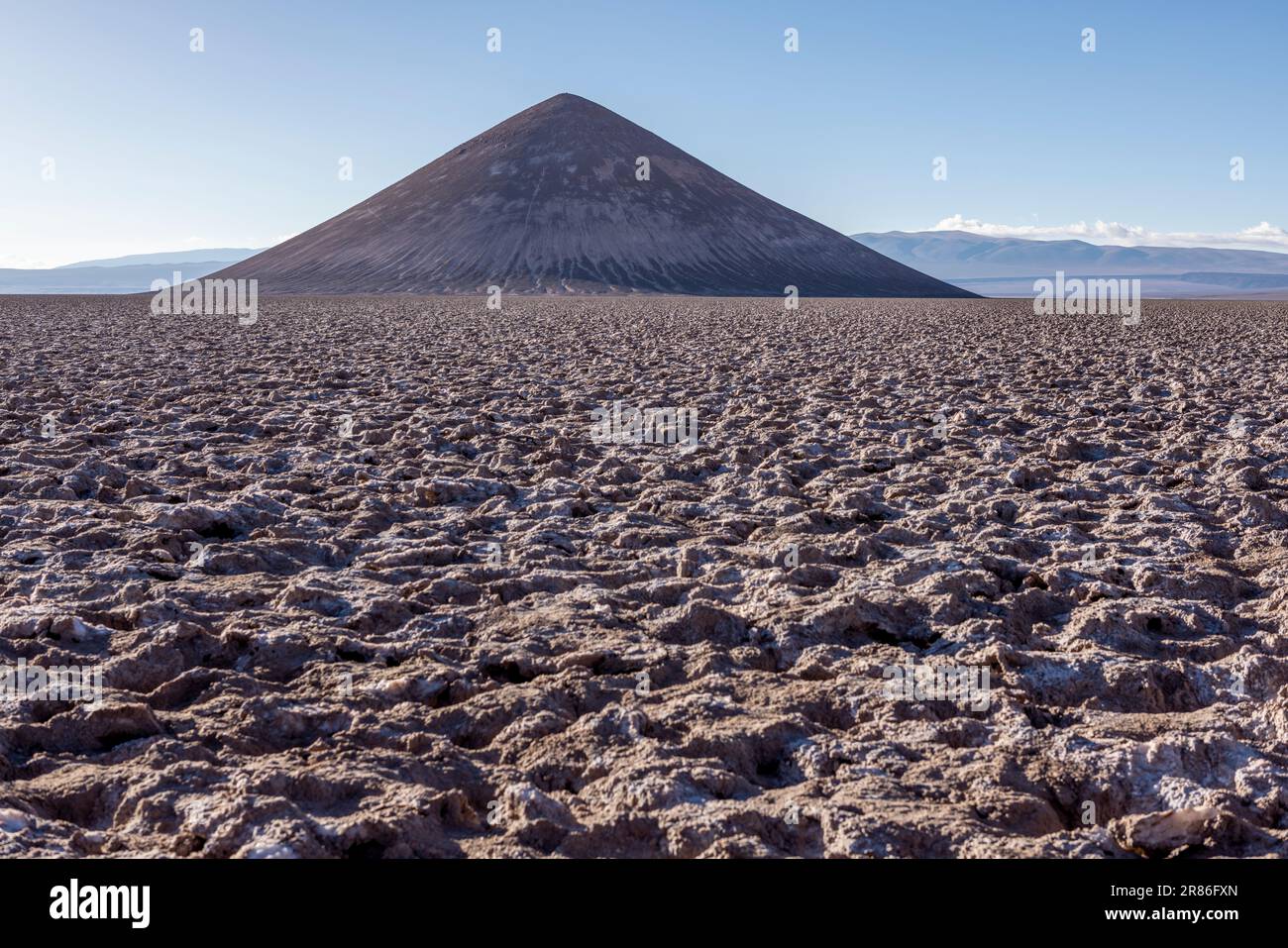 Perfectly shaped Cono de Arita in the Salar de Arizaro in the morning ...
