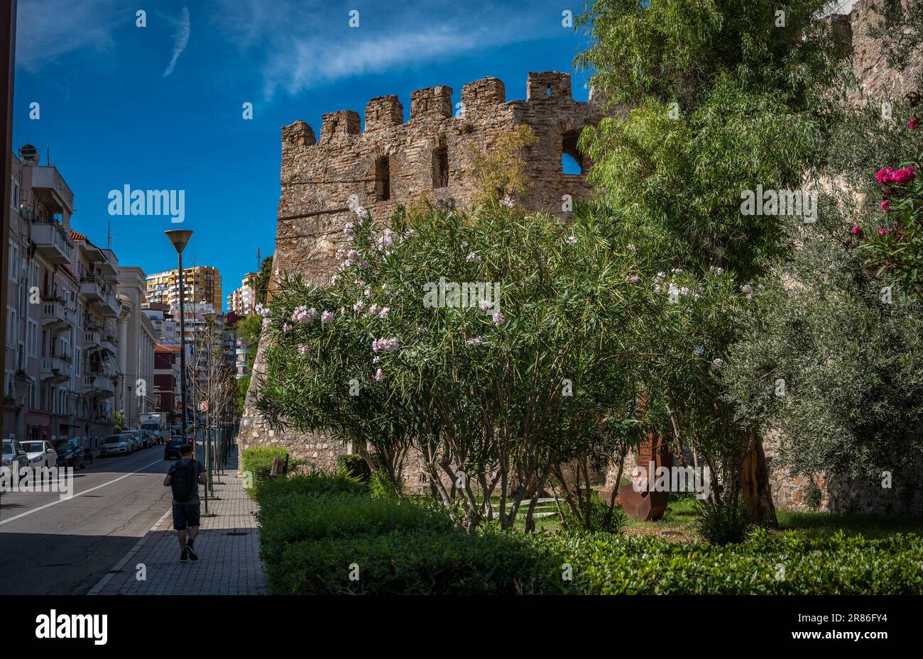 Durres, ALBANIA September 3 2022: Old castle and venetian tower in ...