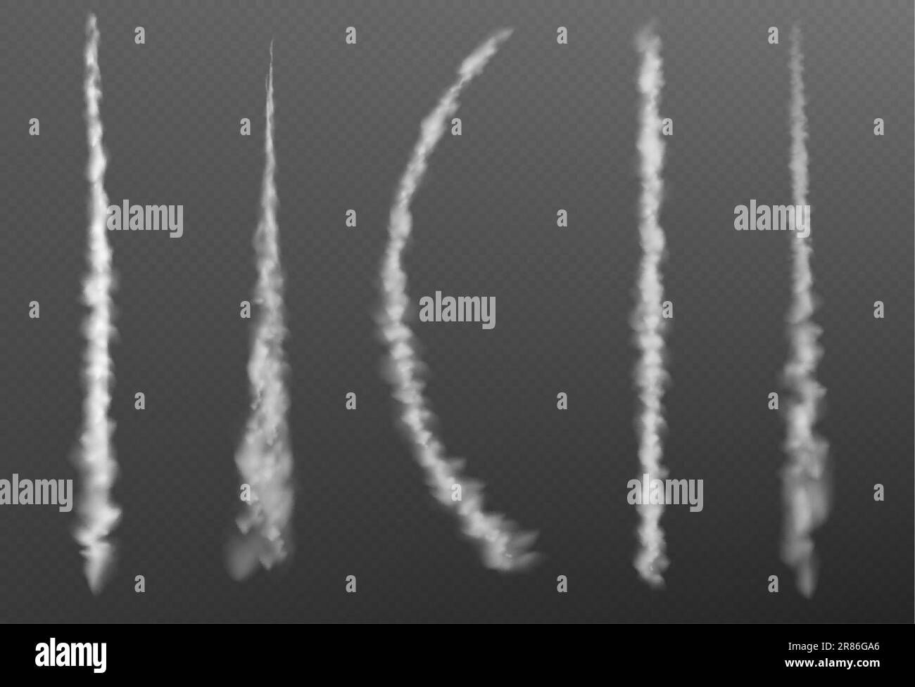 Plain smoke trail effect. Jet vector white contrail line on transparent background. 3d airplane ...