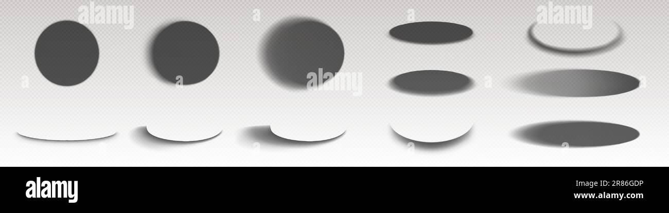 Circle drop shadows, round and ellipse shades. Soft gray oval gradients ...