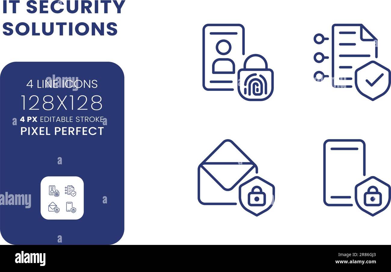 Cyber security solutions linear desktop icons set Stock Vector Image & Art - Alamy