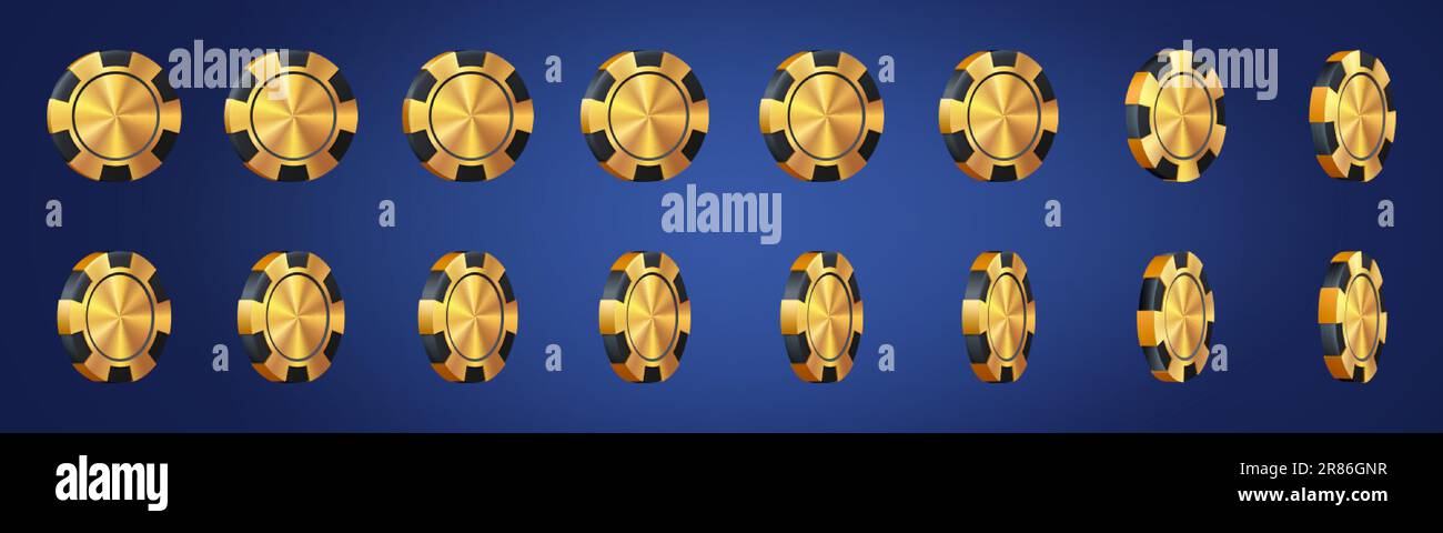 3d golden casino club poker chip rotation vector. Realistic isolated ...