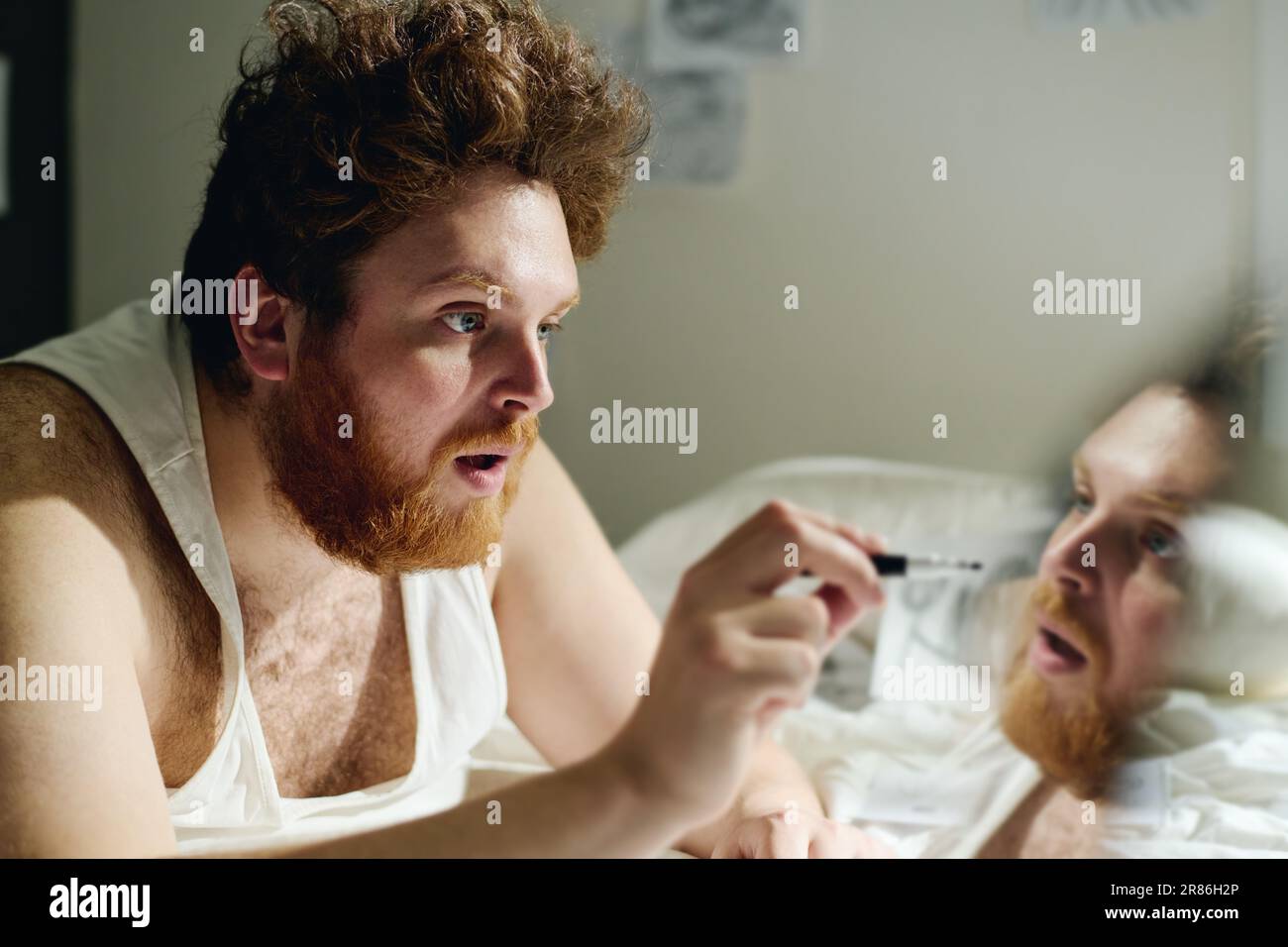 Sick fat man in bed hi-res stock photography and images - Alamy