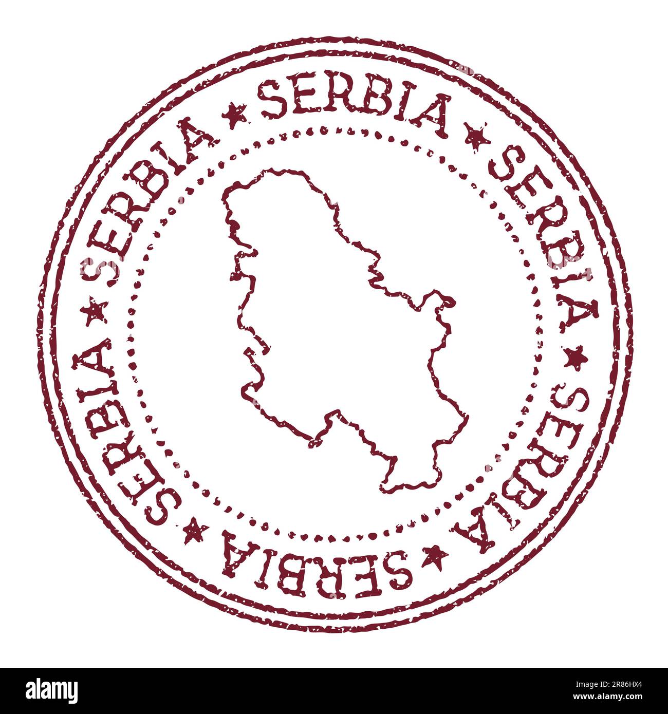 Serbia round rubber stamp with country map. Vintage red passport stamp ...