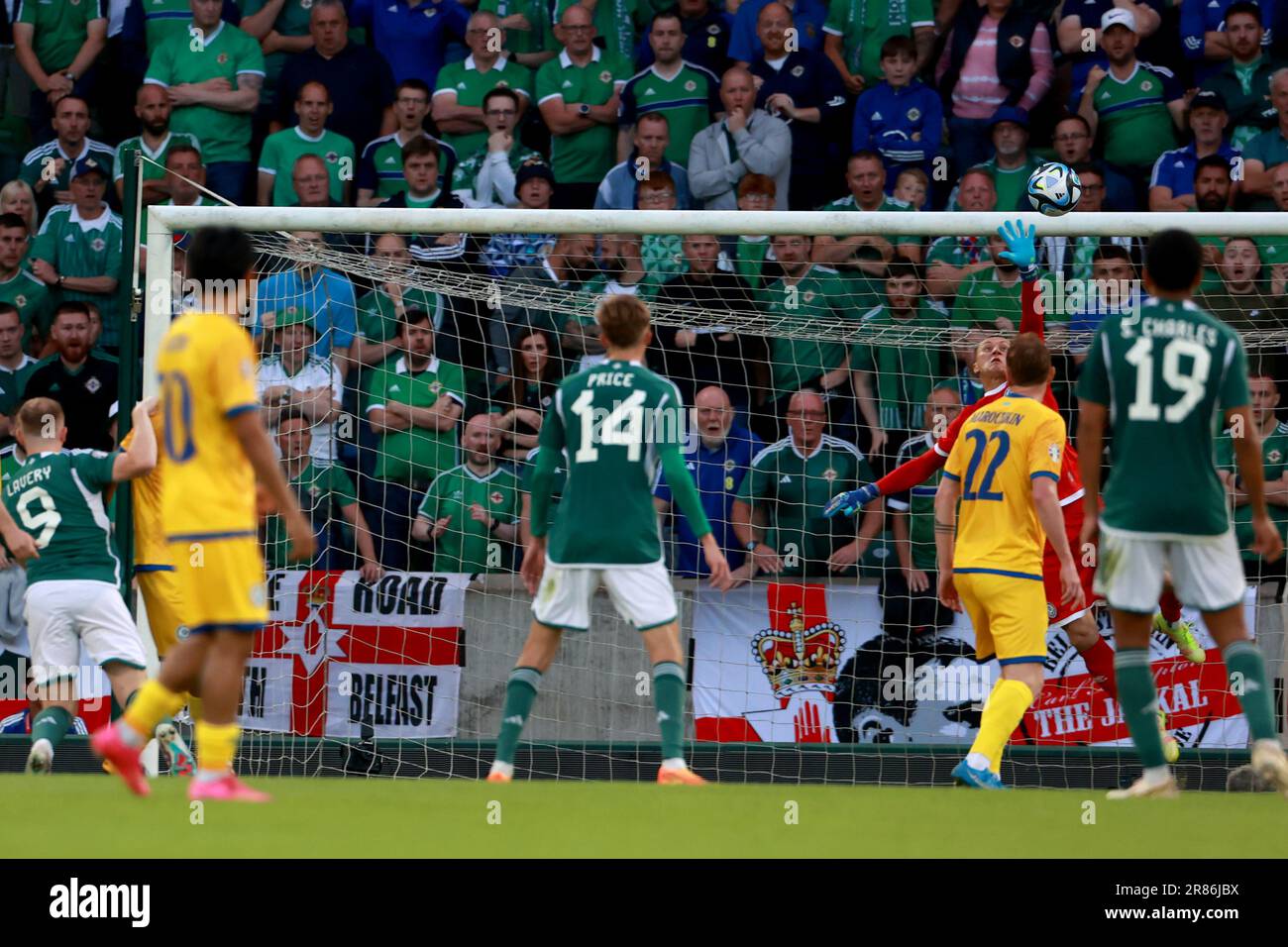 Kazakhstan goalkeeper Igor Shatsky makes a save during the UEFA Euro ...