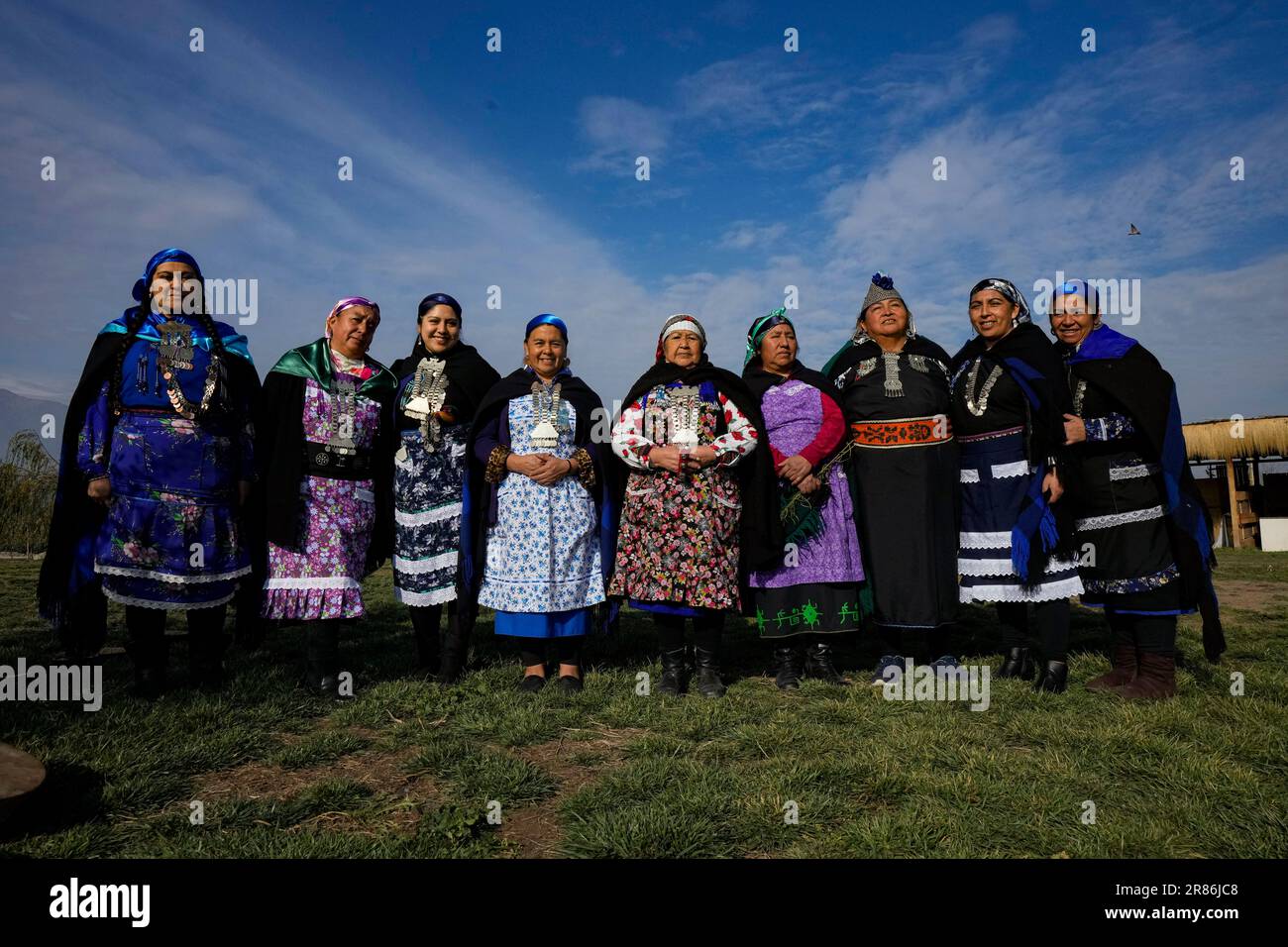 Mapuche Indigenous women pose for a photo during the National Day of ...