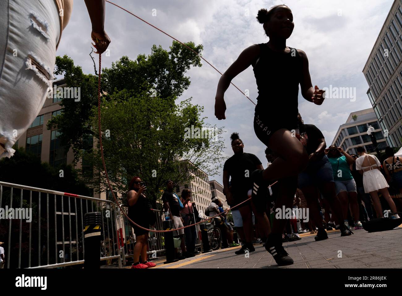 Gigi Forrest, 11, with Jump DC jump ropes during a Juneteenth ...