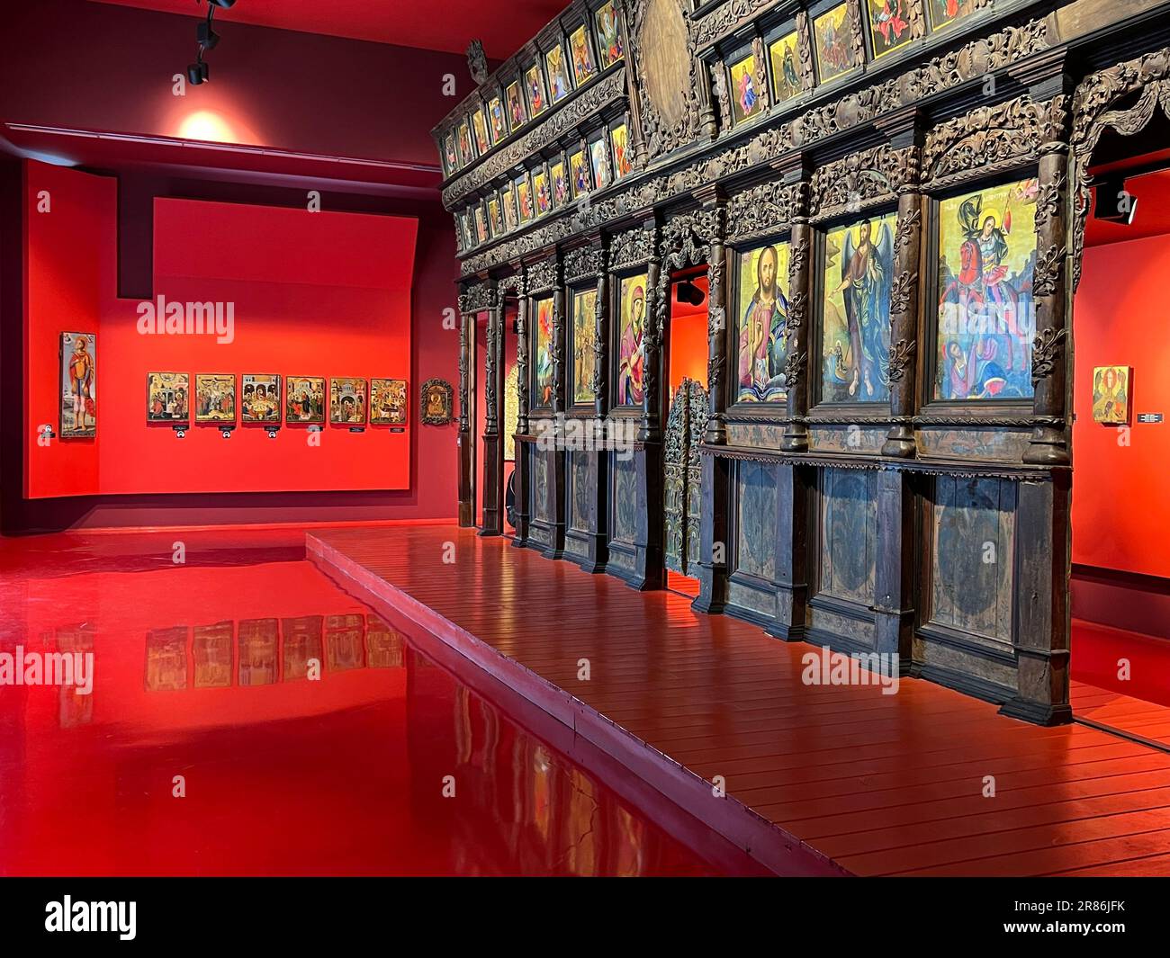 Exhibits of National Art Museum, of Medieval Art , Gothic style hall ...